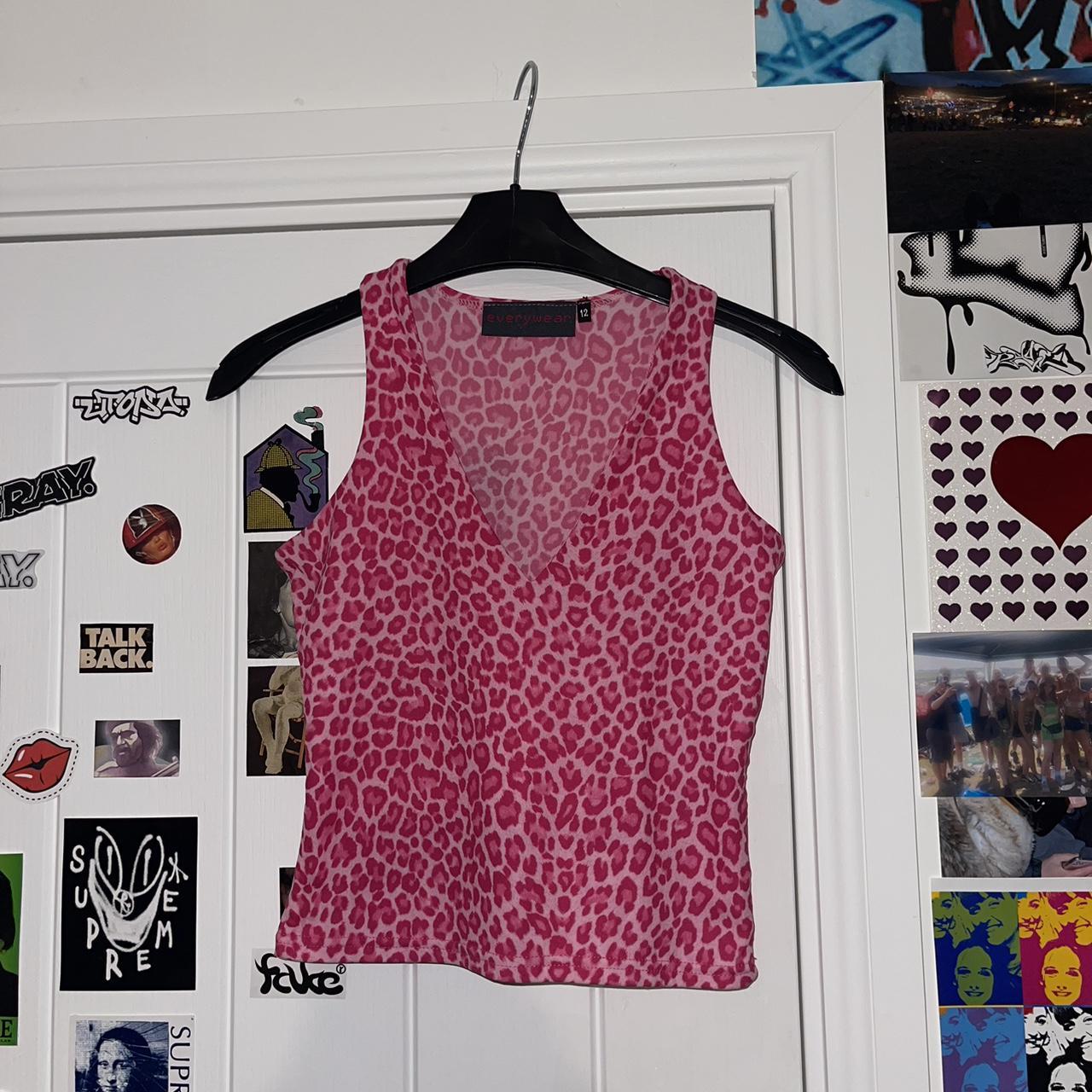 Pink/ baby pink Y2K leopard / cheetah print vest... - Depop