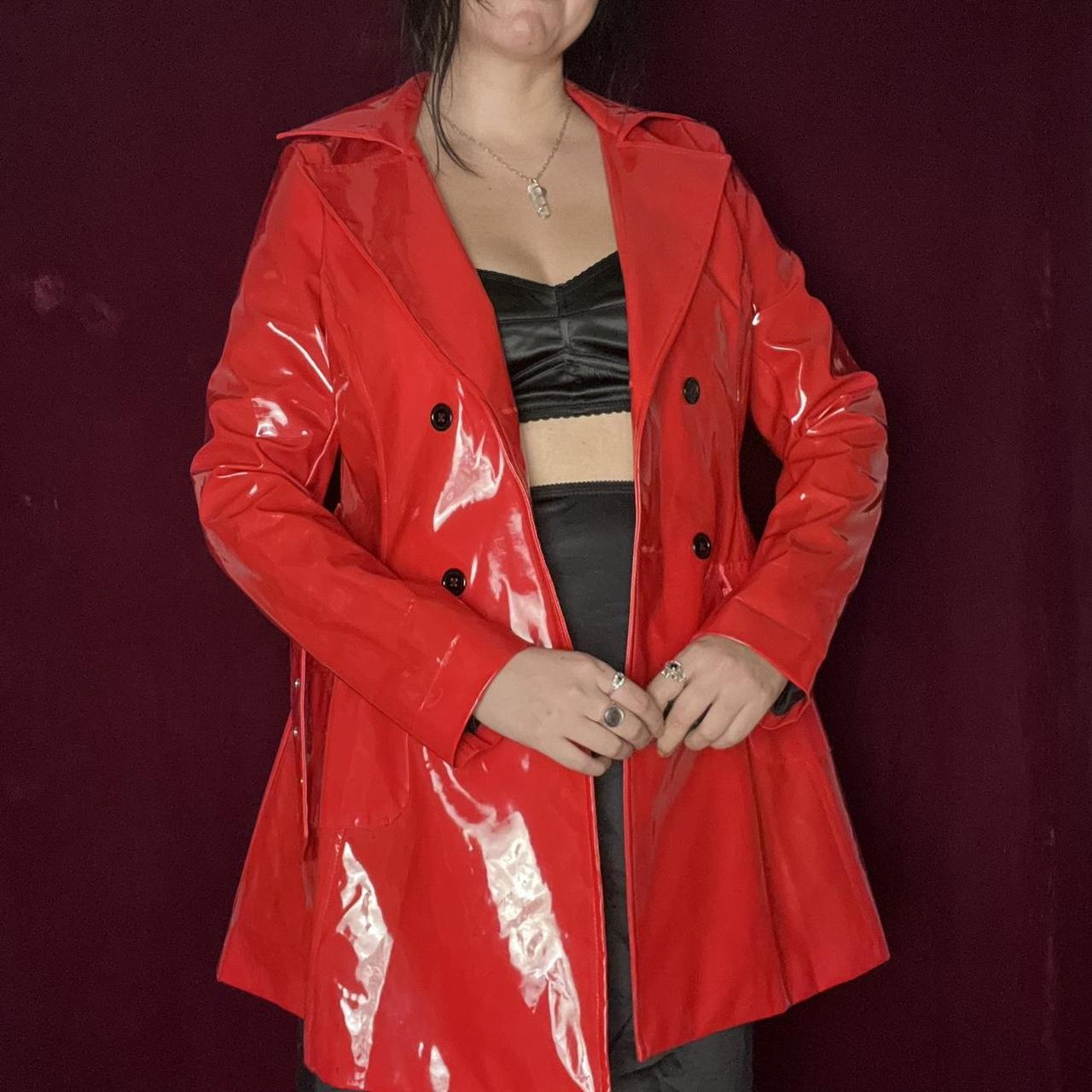 🍒Repro Mod cherry red vinyl jacket🍒 Brand- Fashion... - Depop