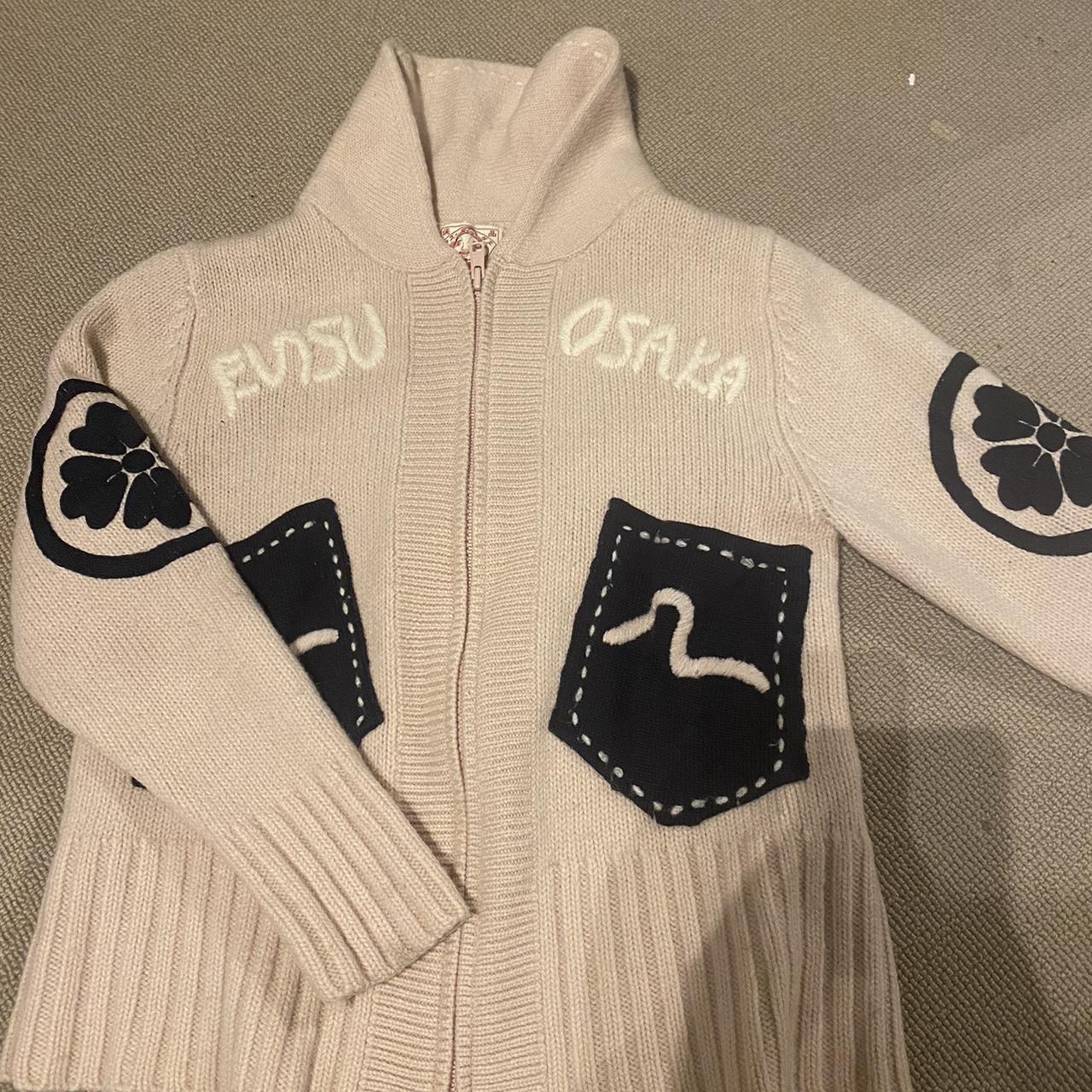 Evisu cotton zip up jumper, good condition - small... - Depop