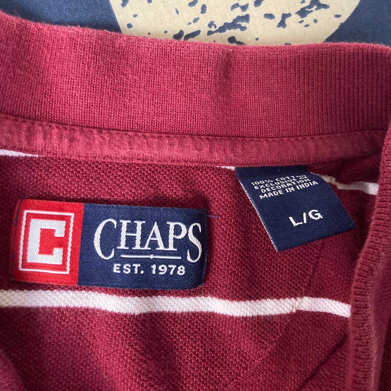 Insane burgundy and white Chaps, Polo T-shirt. In... - Depop