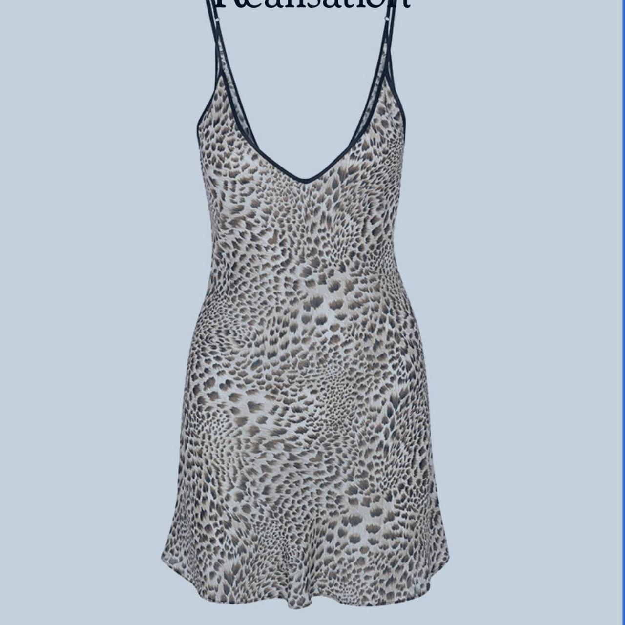 Réalisation Par Women's Brown and White Dress | Depop