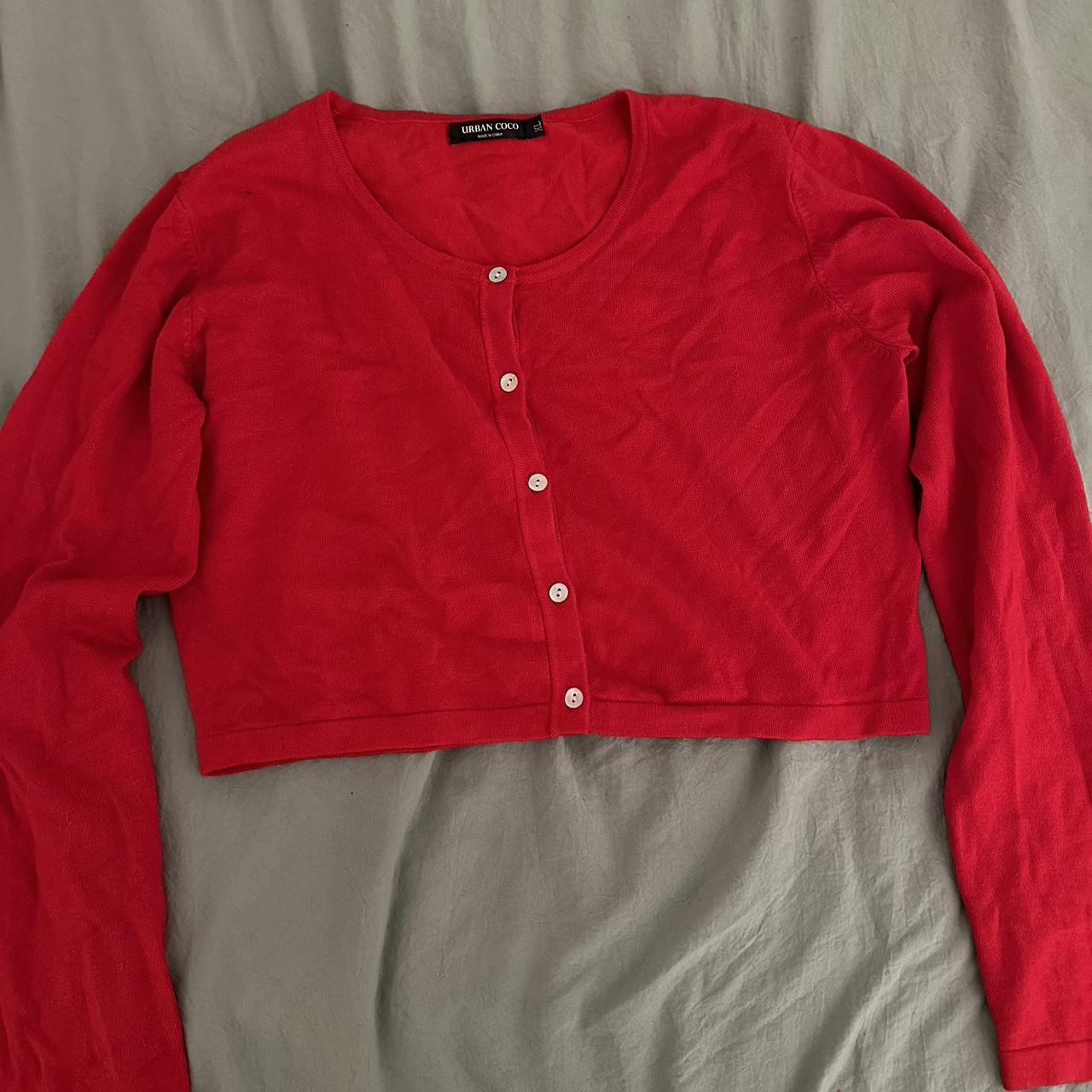 red button front cardigan size xl fits a M-XL... - Depop