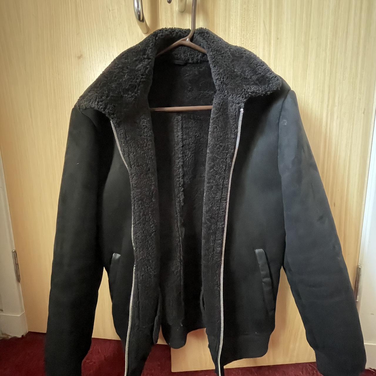 Zara Jacket, Suede outer shell with fur inside -... - Depop
