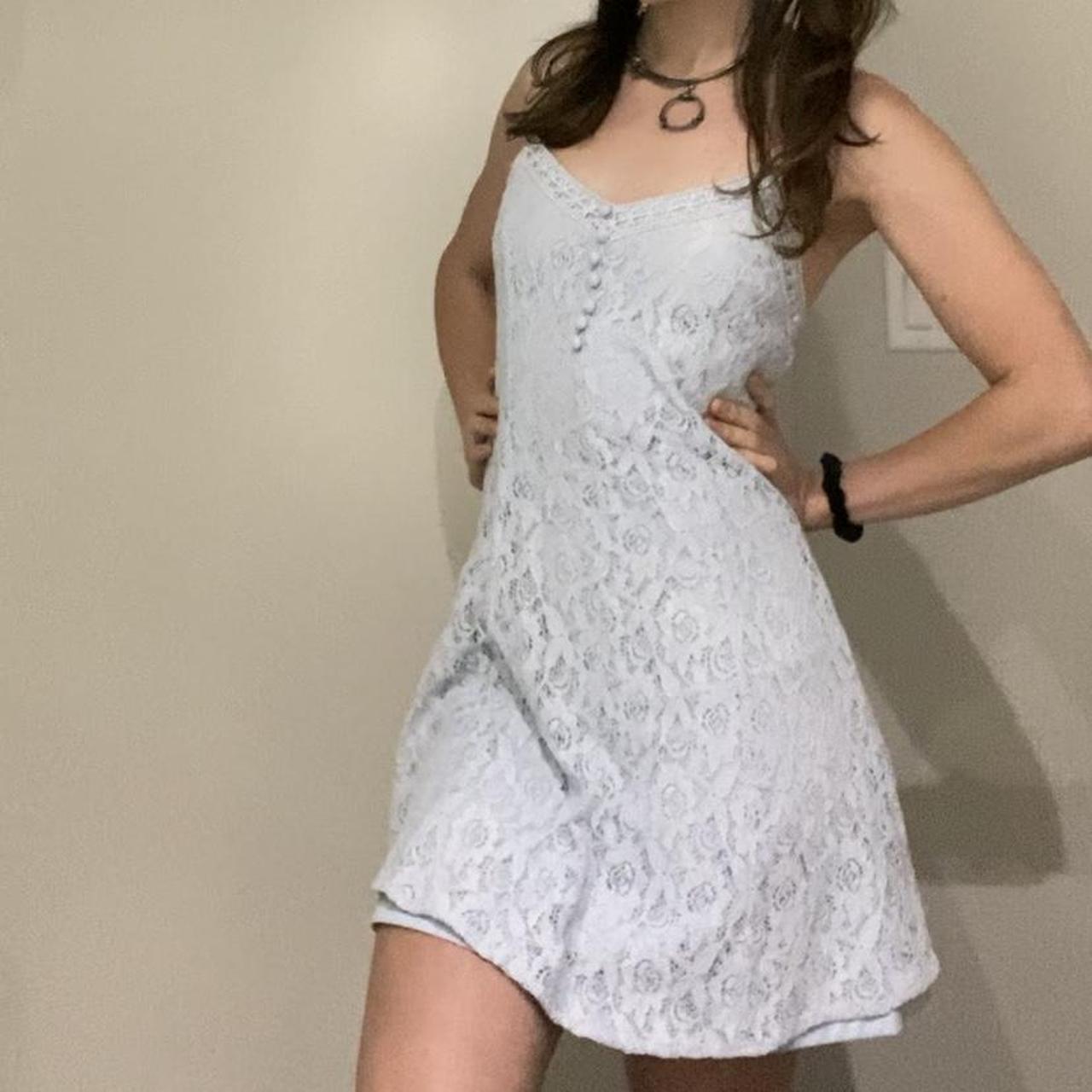 ADORABLE Blue coquette floral lace mini dress