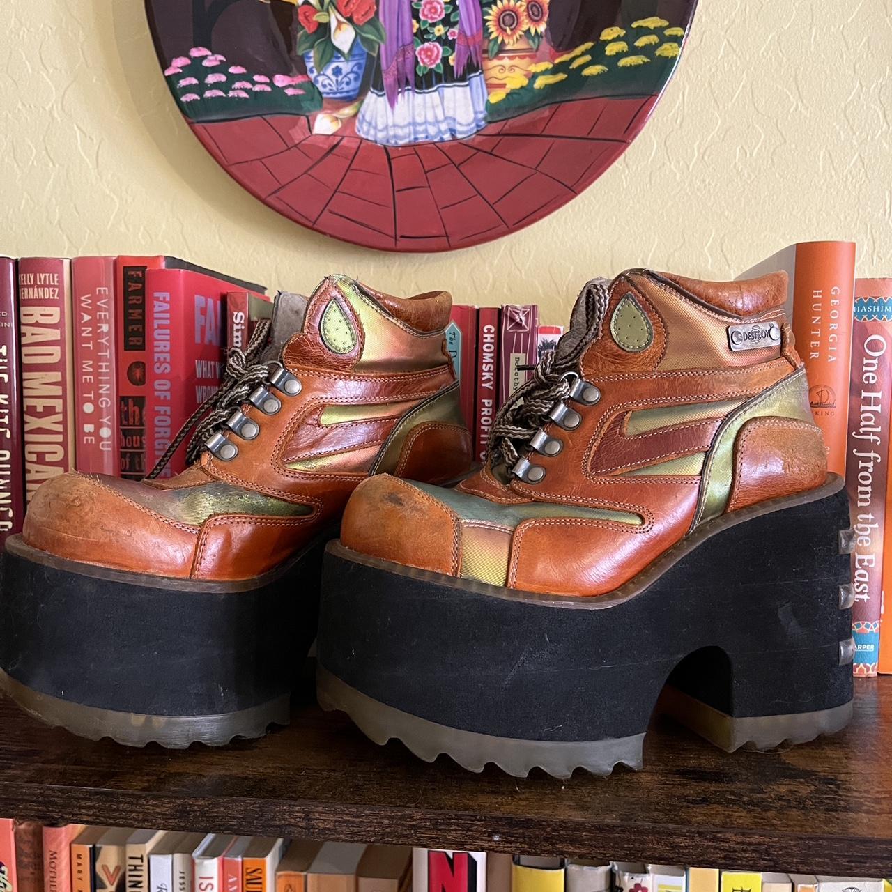 Vintage 90s Destroy Platform Boots Tagged size EU... - Depop