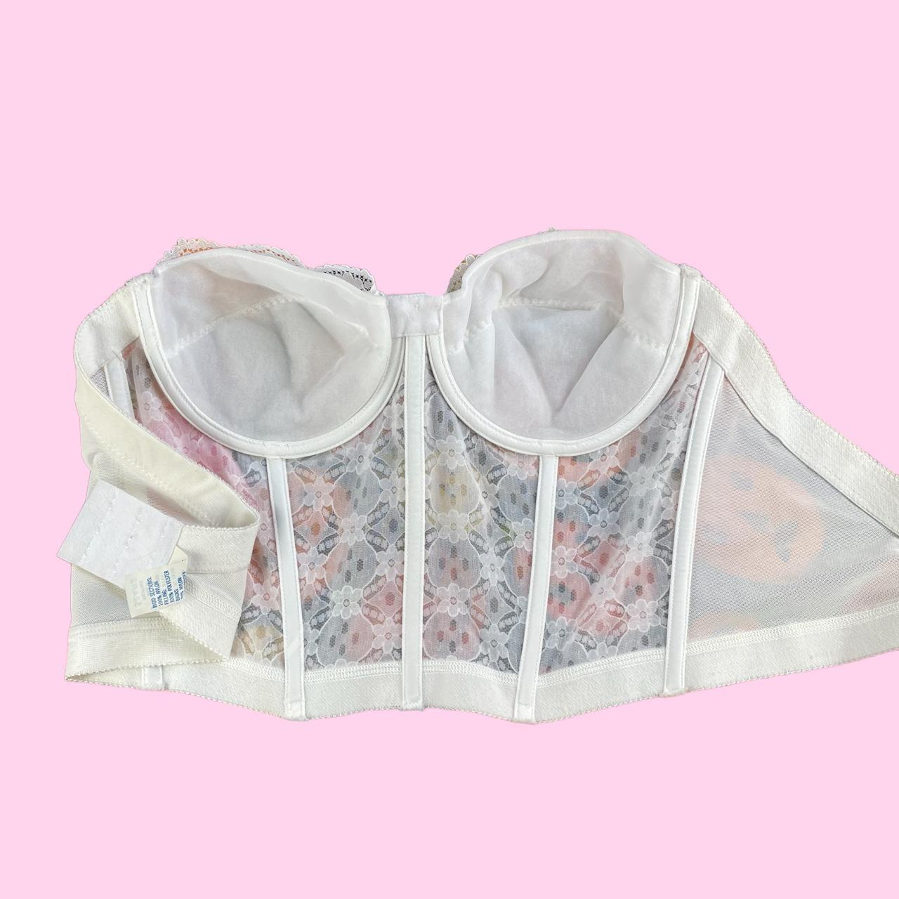 Vintage Sears Bustier White Lace Floral Print Depop