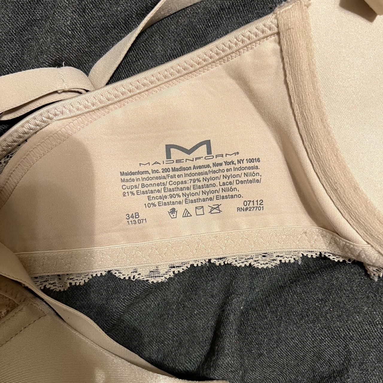 Maidenform Women's Tan and Cream Bra | Depop