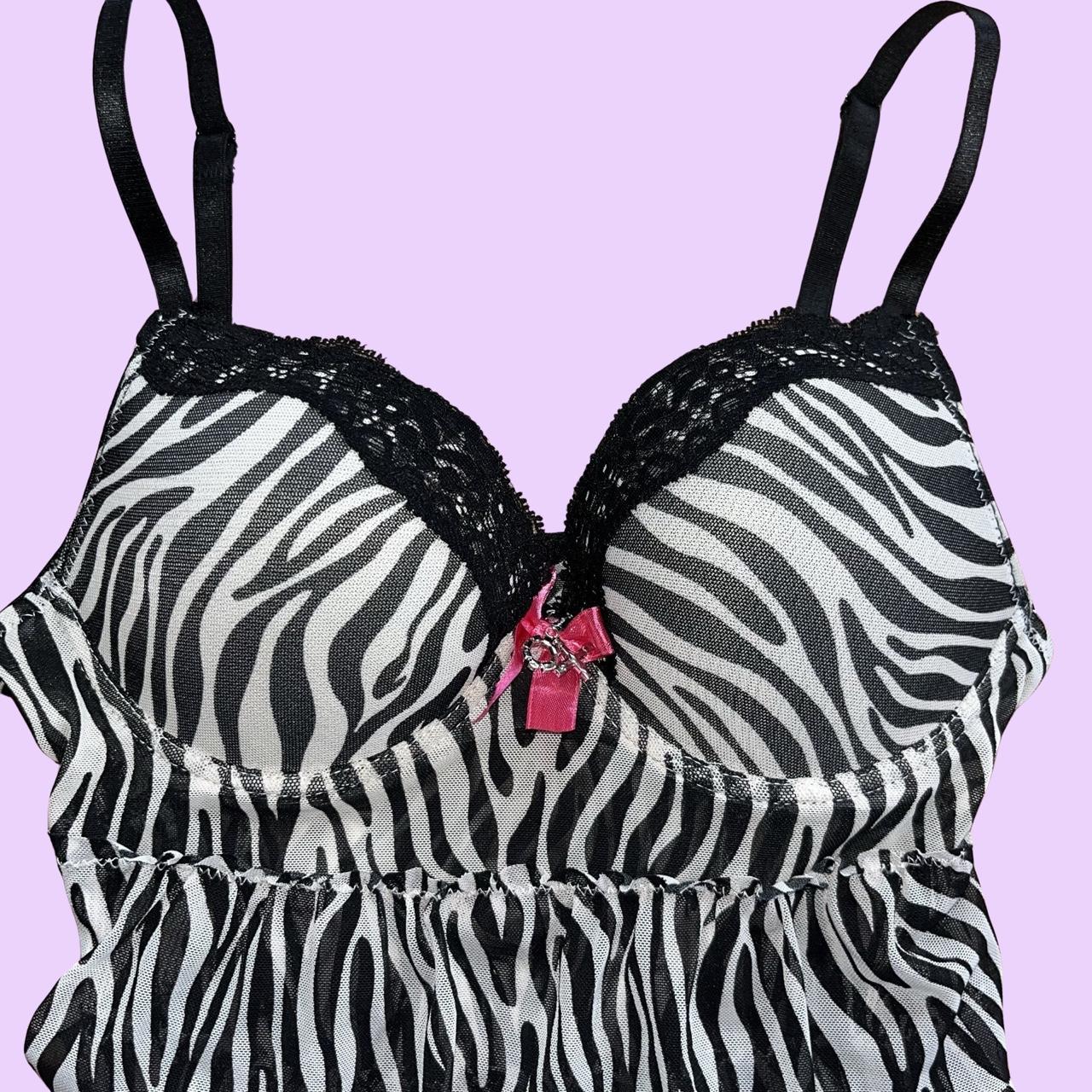 vintage xoxo y2k dress form fitting zebra print... - Depop