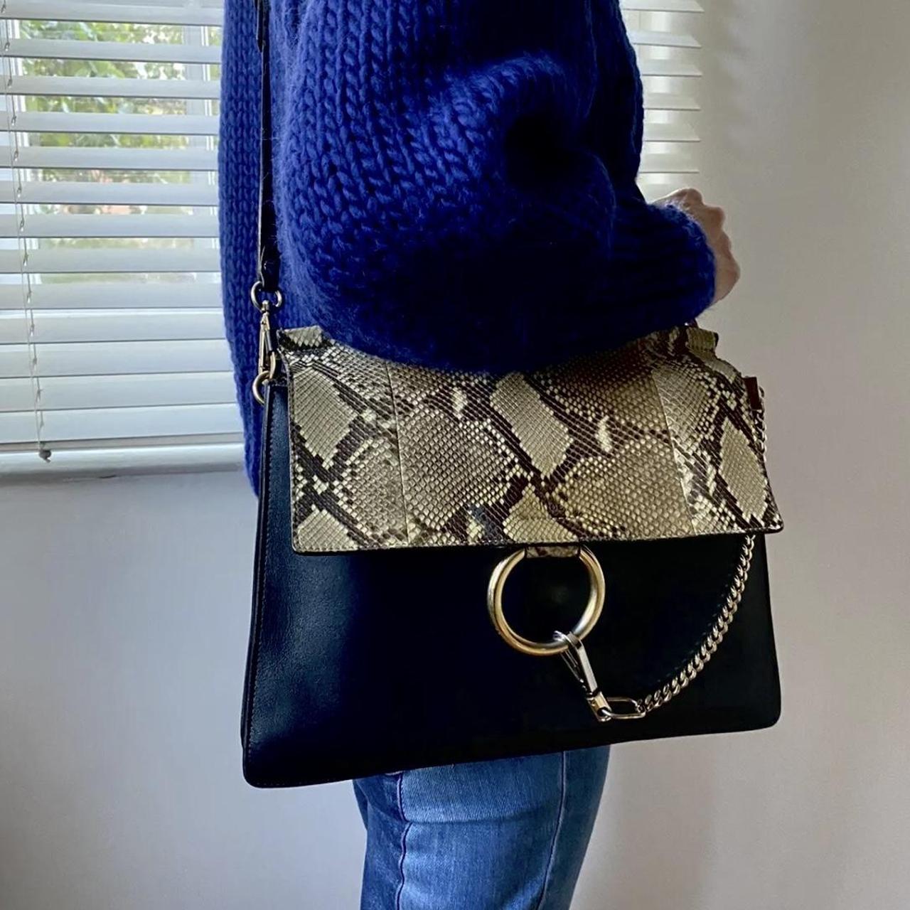 Chloé Faye Large bag. Black and python... - Depop