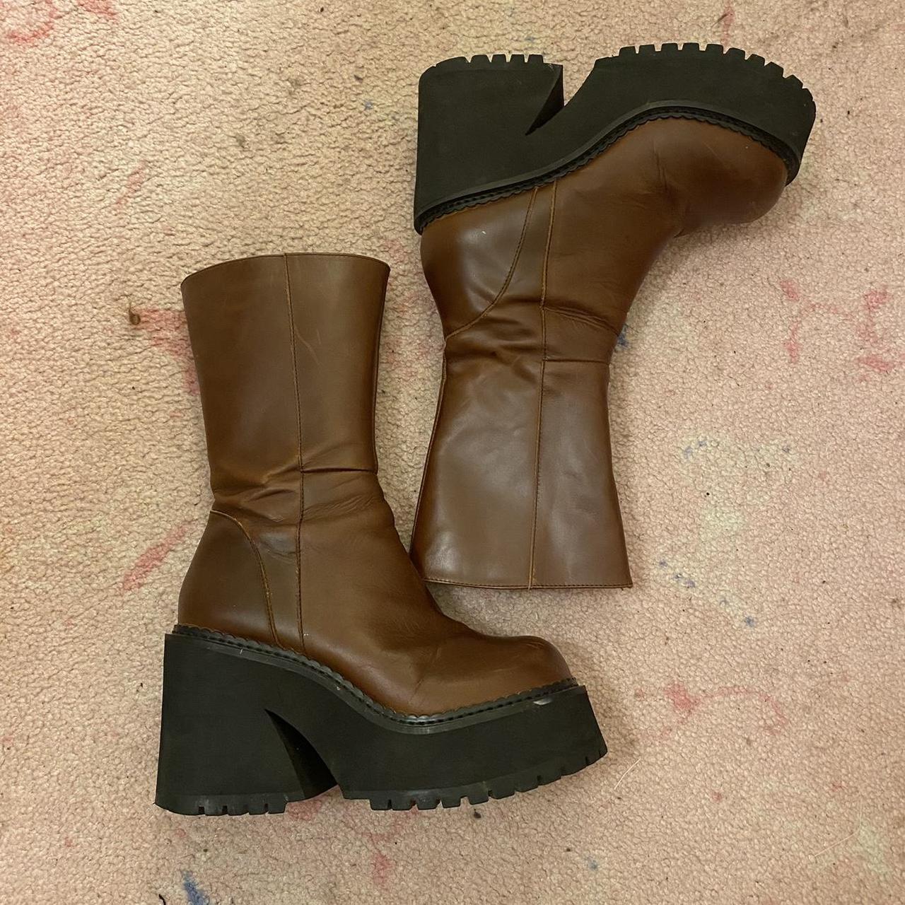 UNIF Parker boots in brown! Scuffing and some... - Depop