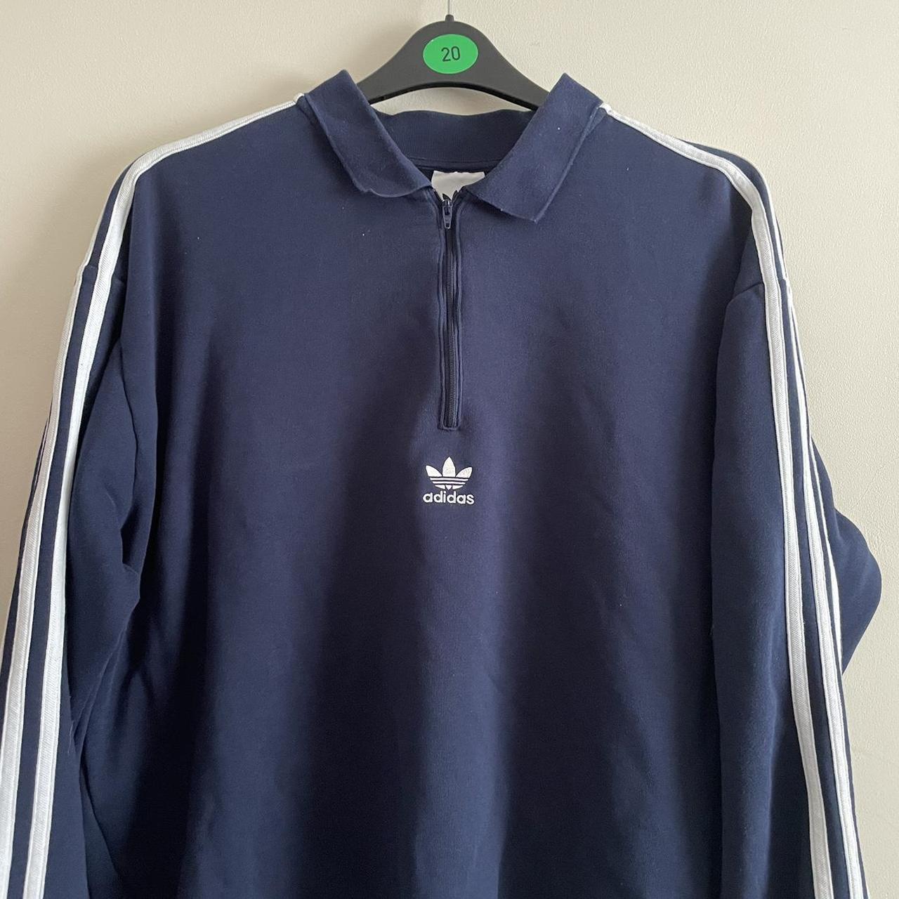 Adidas collared quarter zip Navy blue 8/10... - Depop