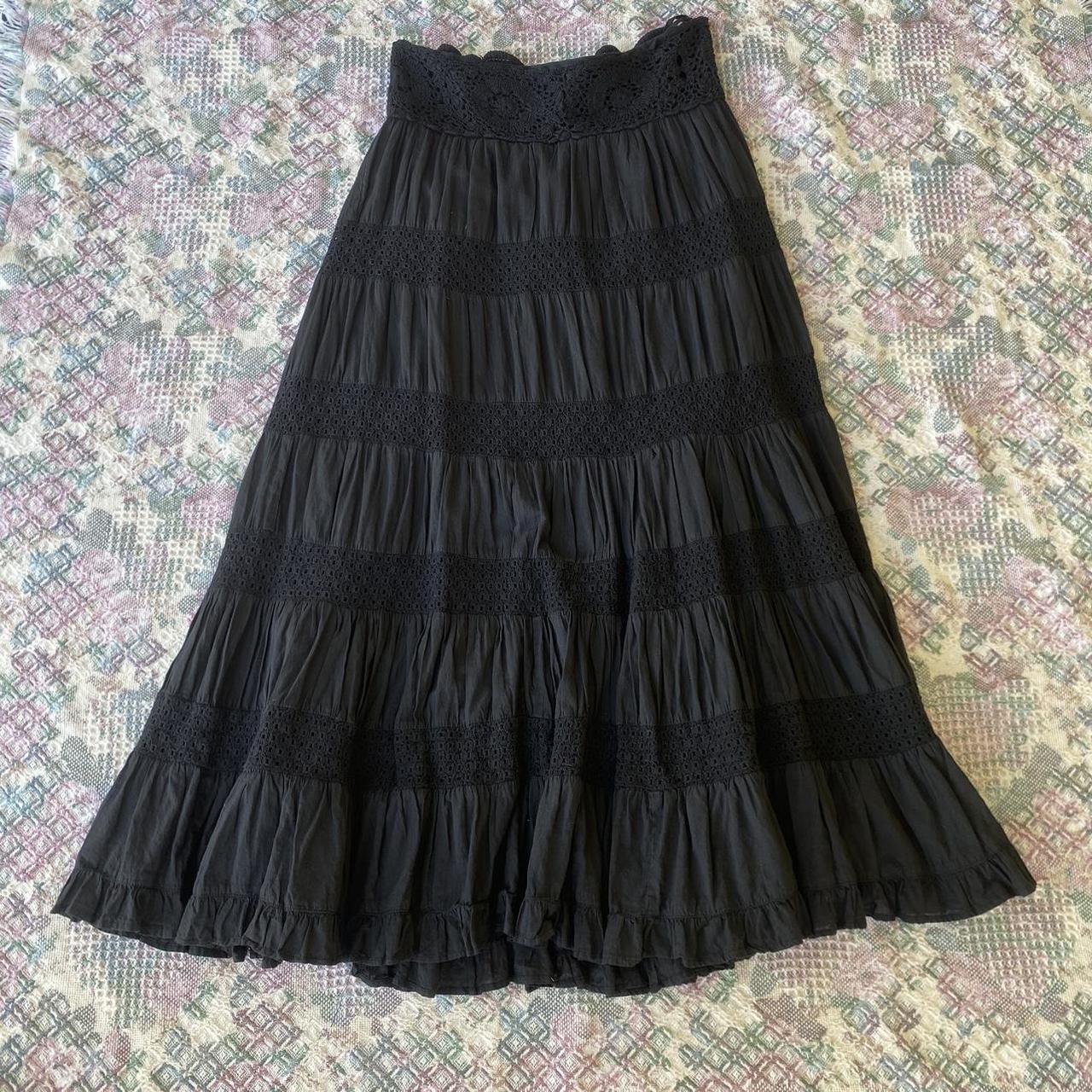 Stunning black tiered maxi skirt Best fits size... - Depop
