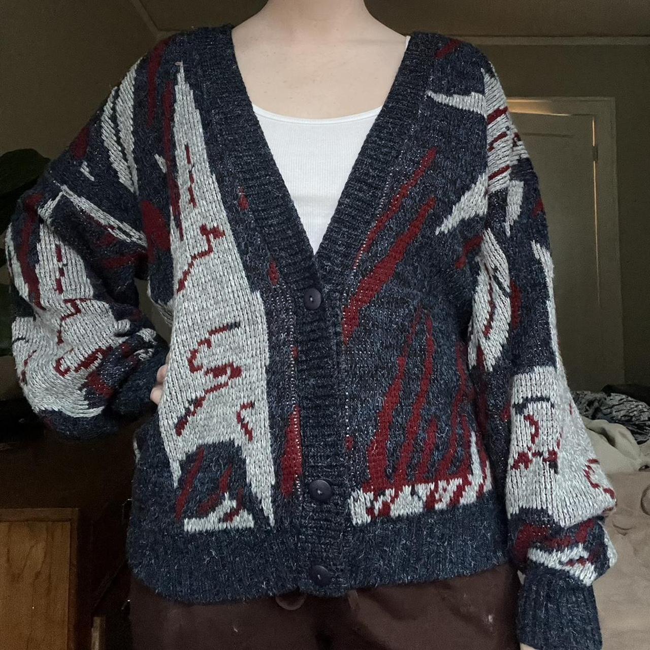 vintage funky cardigan -size L -PERFECT vintage... | Depop