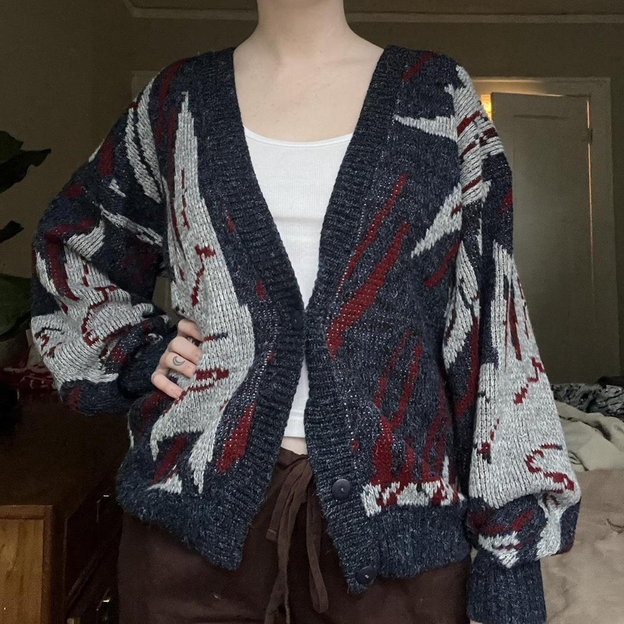 vintage funky cardigan -size L -PERFECT vintage... | Depop