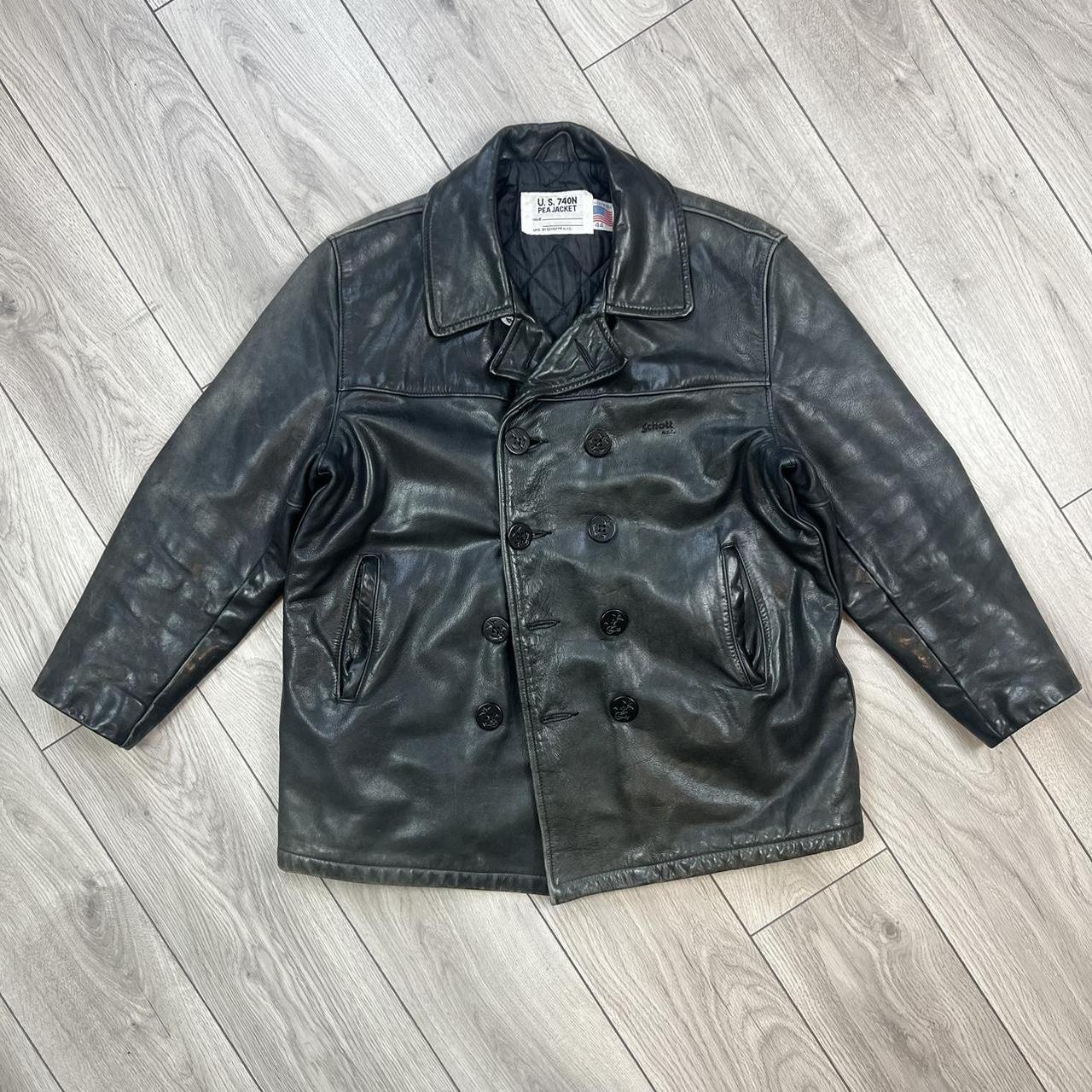 vintage schott made in usa 740n pea jacket in black... | Depop