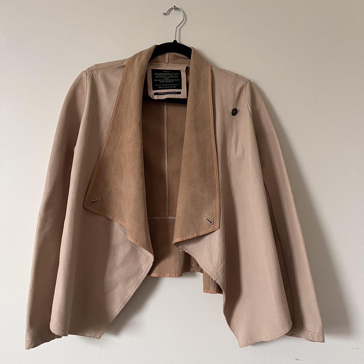 All saints tan waterfall leather jacket Can be worn... - Depop