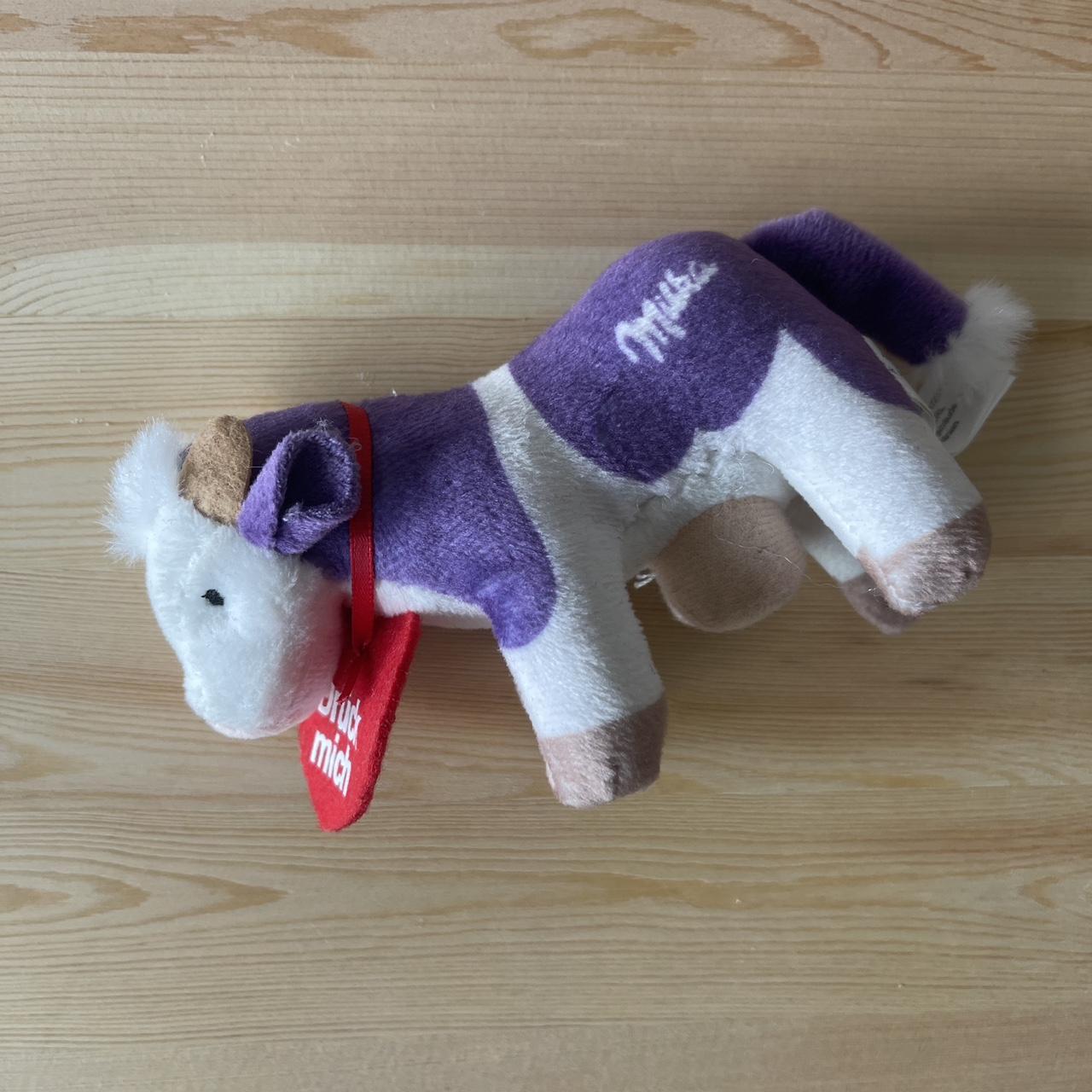 6” small stuffed animal purple cow from german brand... - Depop