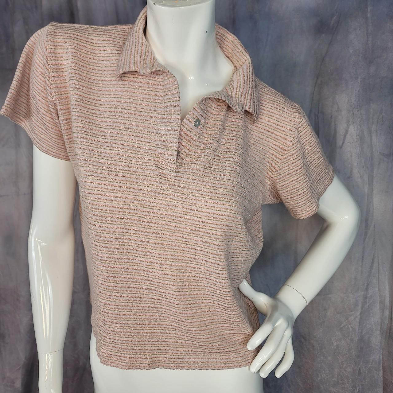 Vintage 80s pink crop top Cute polo style 80s crop... - Depop