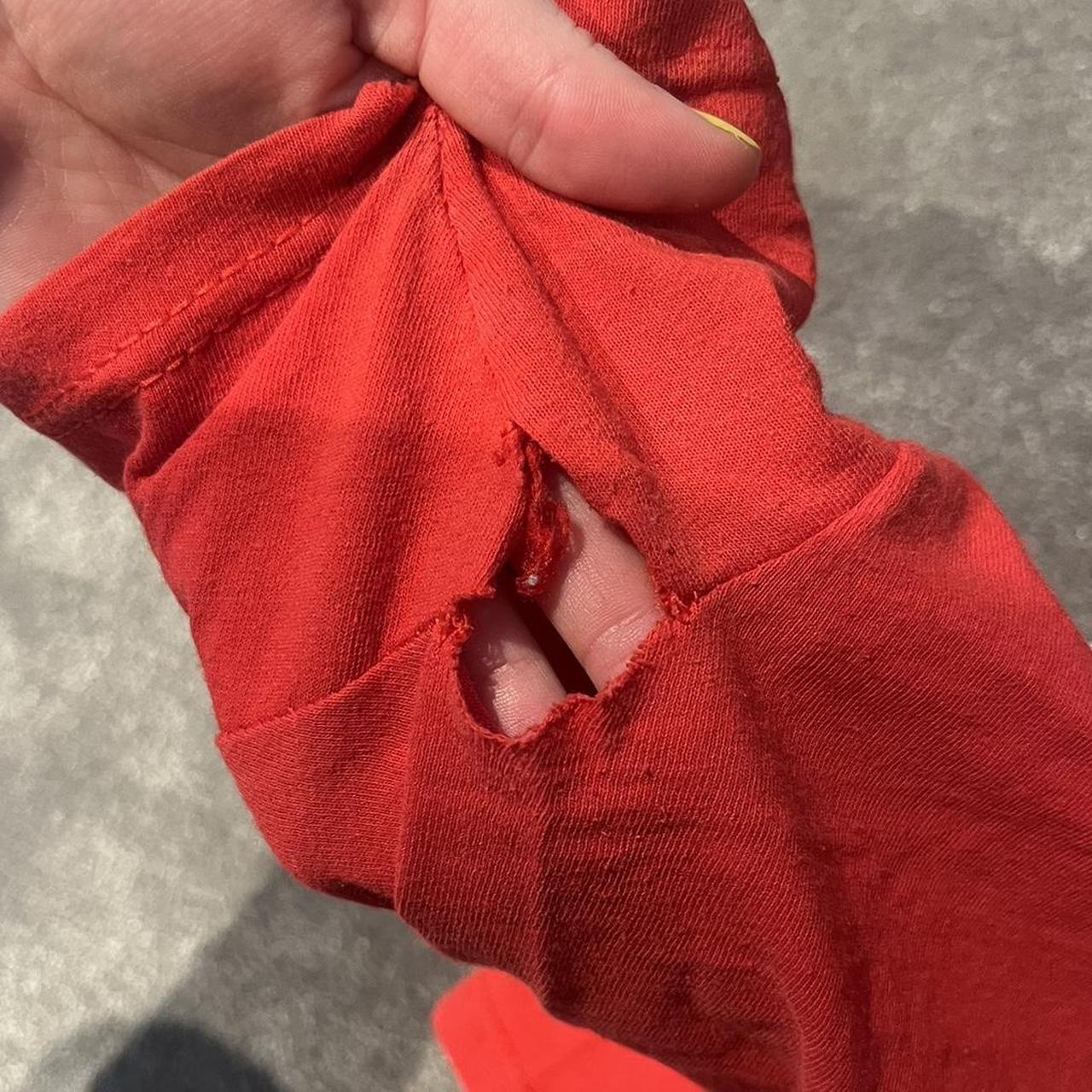 Union Jack red baby tee. Holes in both armpits shown... - Depop