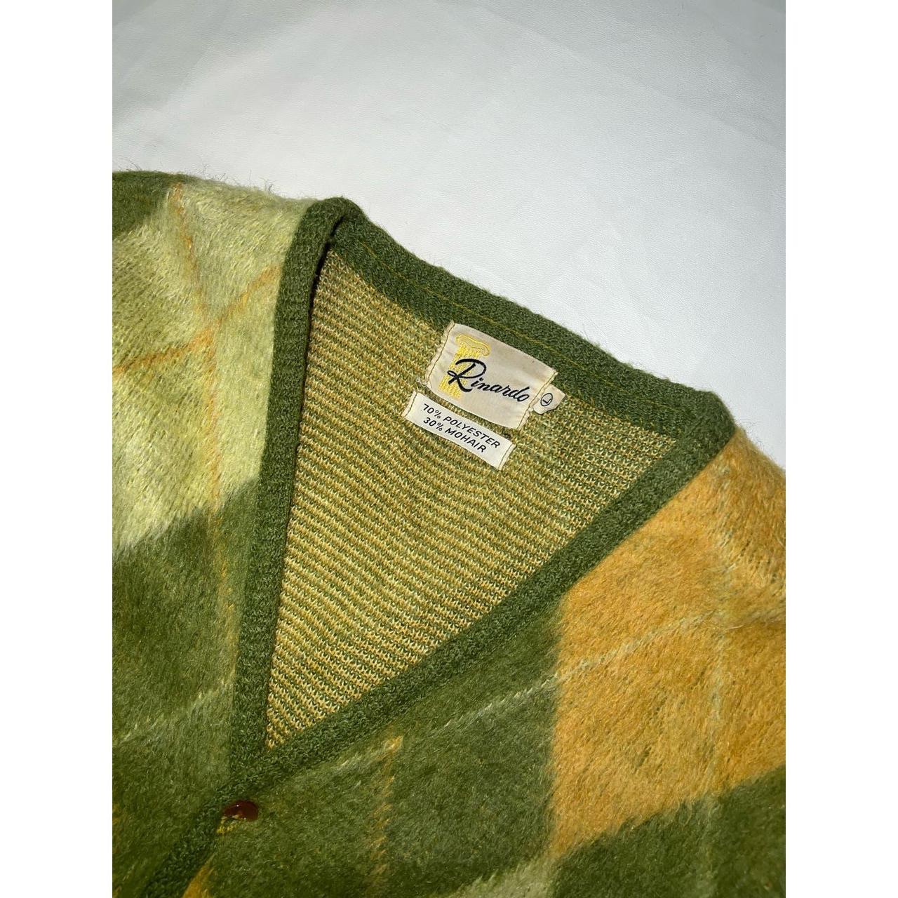 Vintage Rinardo Argyle Mohair Shag Cardigan Perfect... - Depop