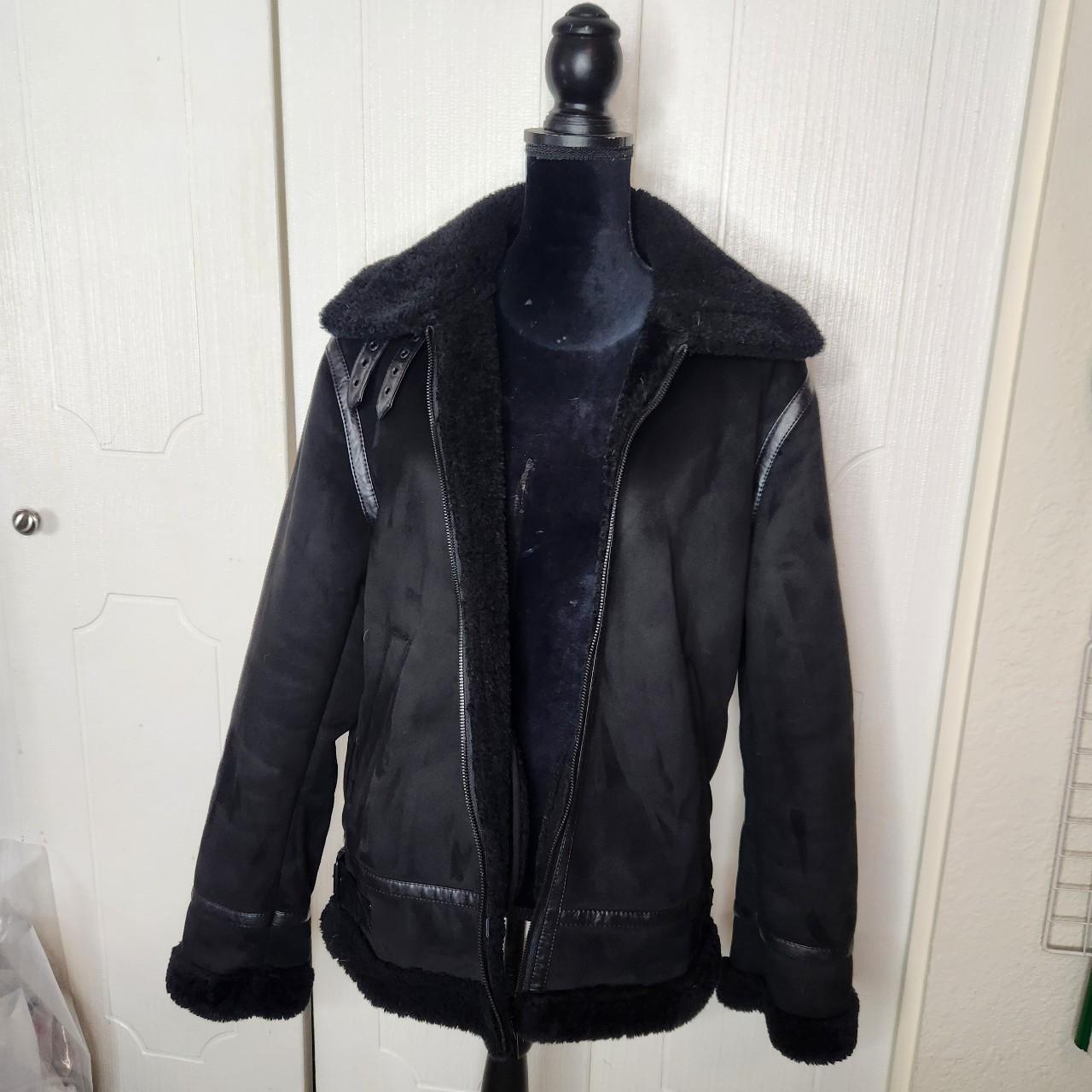 Zara Black Suede Coat Jacket. Mens size M with... - Depop