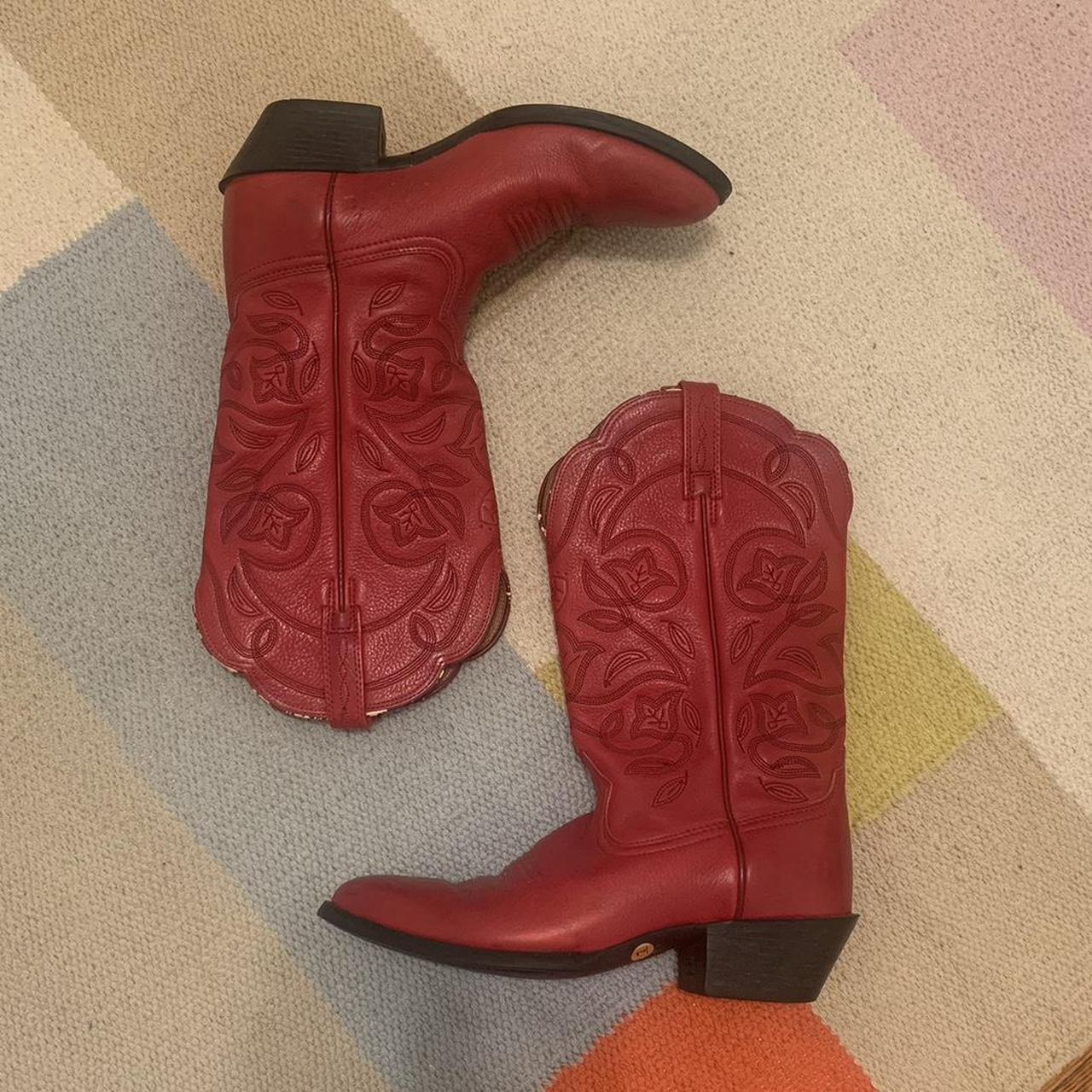 Most perfect, comfy Ariat red leather cowboy... - Depop