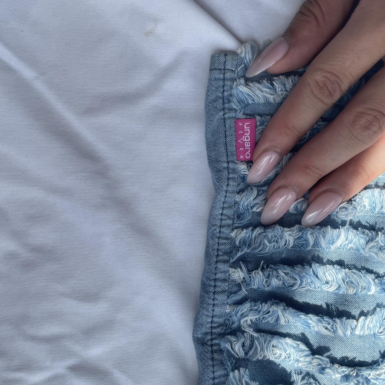 Blue Frilly Denim 90's Top Size 10-12 - Depop