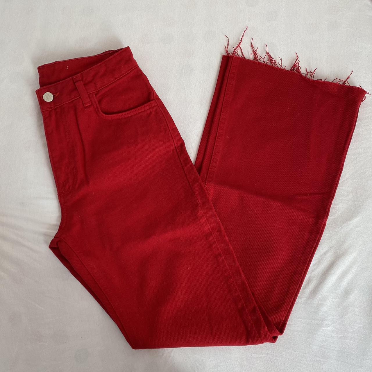 BNWOT Reclaimed Vintage Red Flare Jeans - never... - Depop