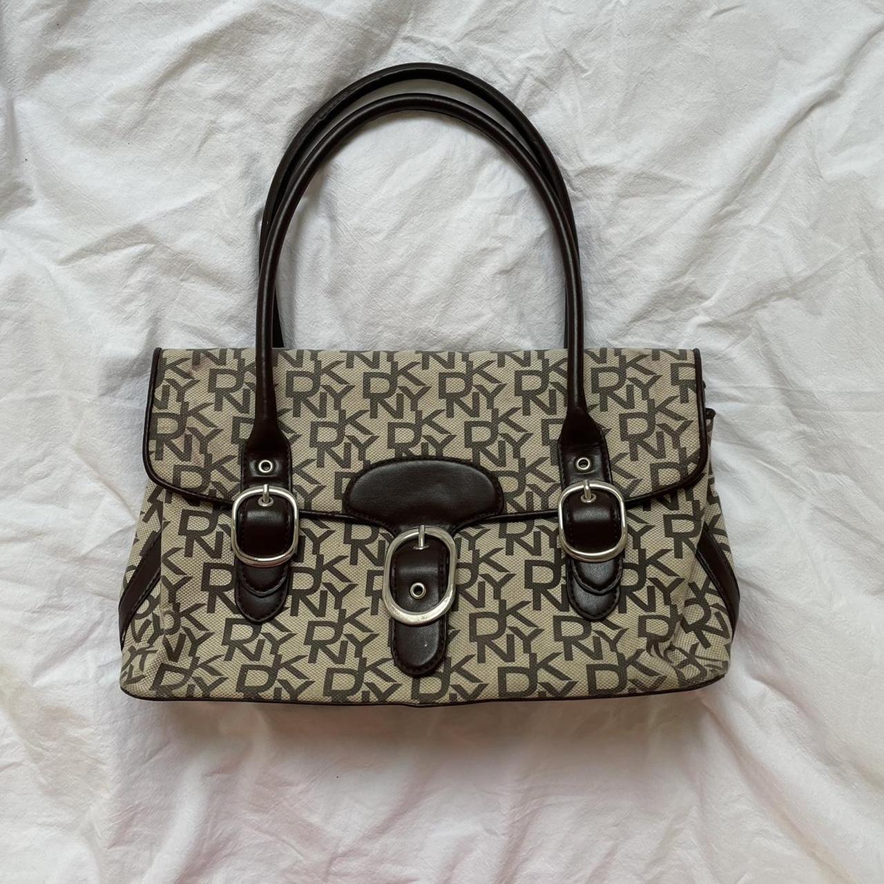 DKNY Y2K vintage monogram Handbag Classic brown and... - Depop