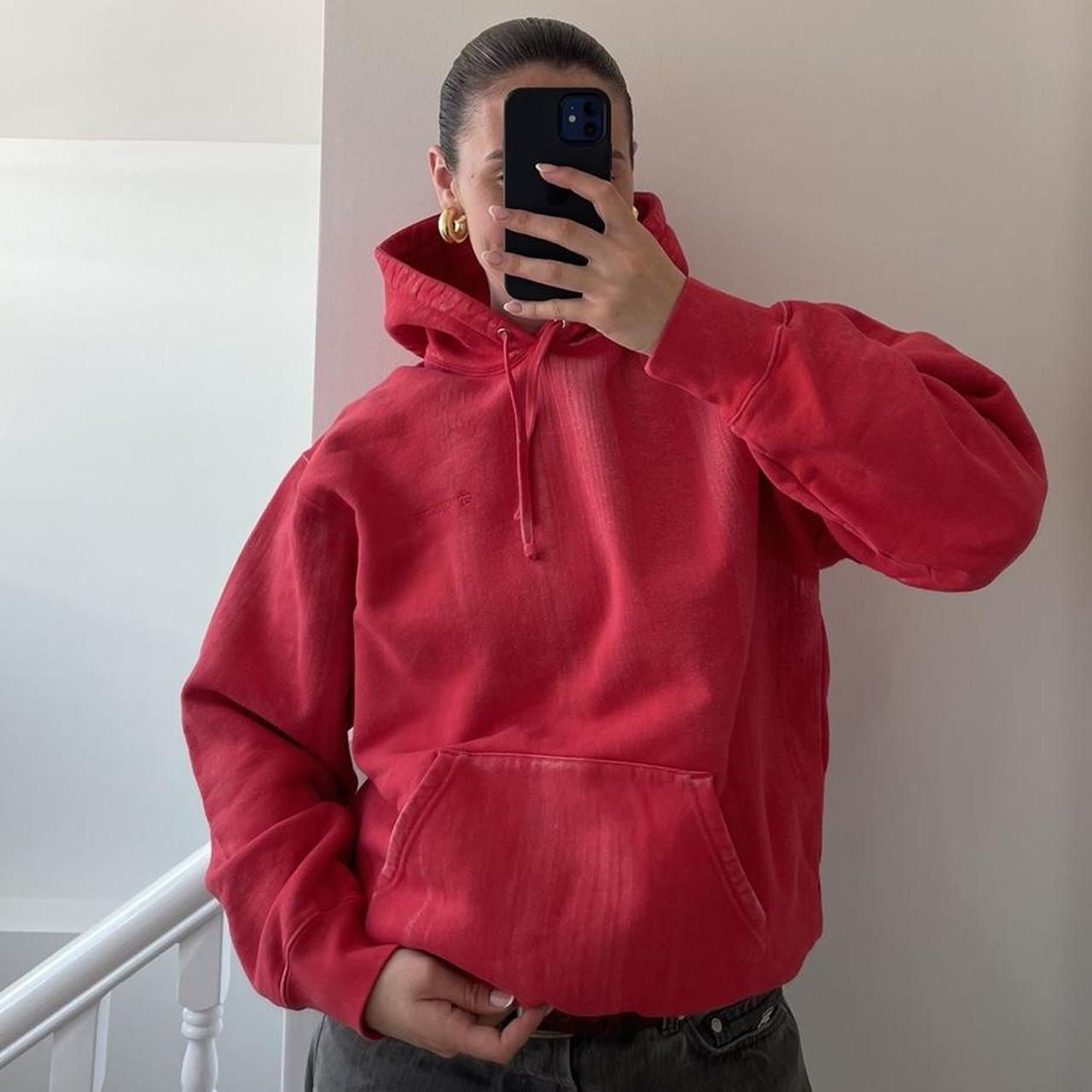 Supreme Red washed hoodie NEXT SHIPPING DATE WILL... - Depop