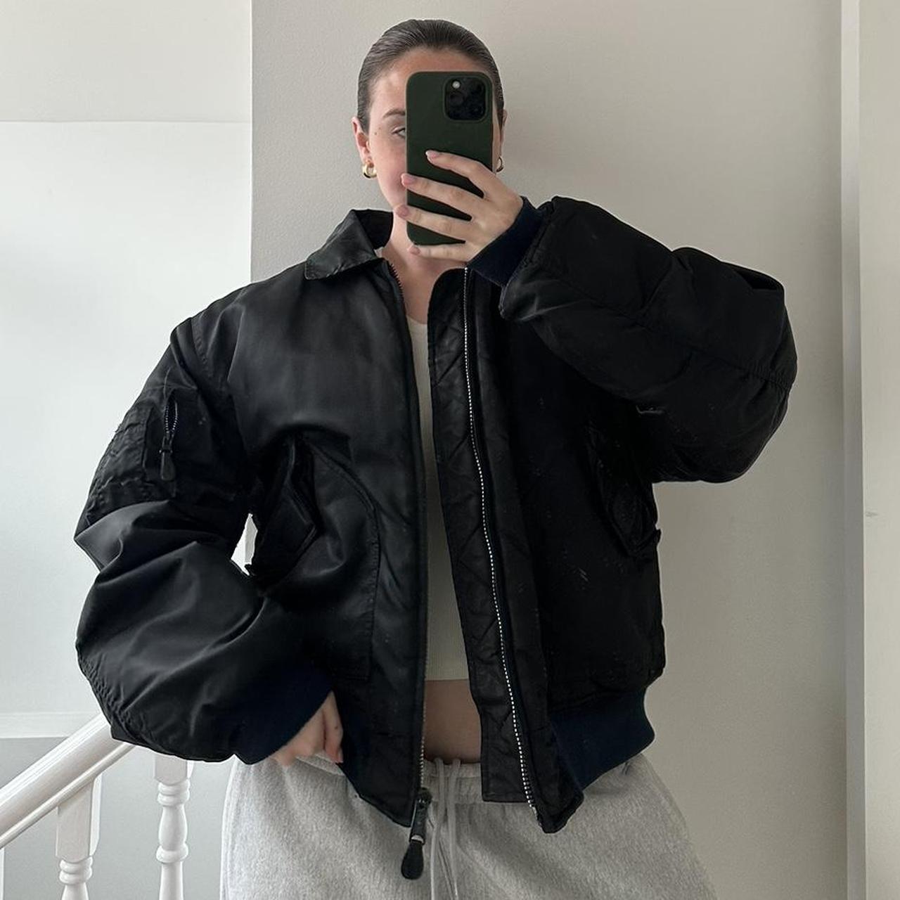 Black military Bomber Jacket Size... - Depop
