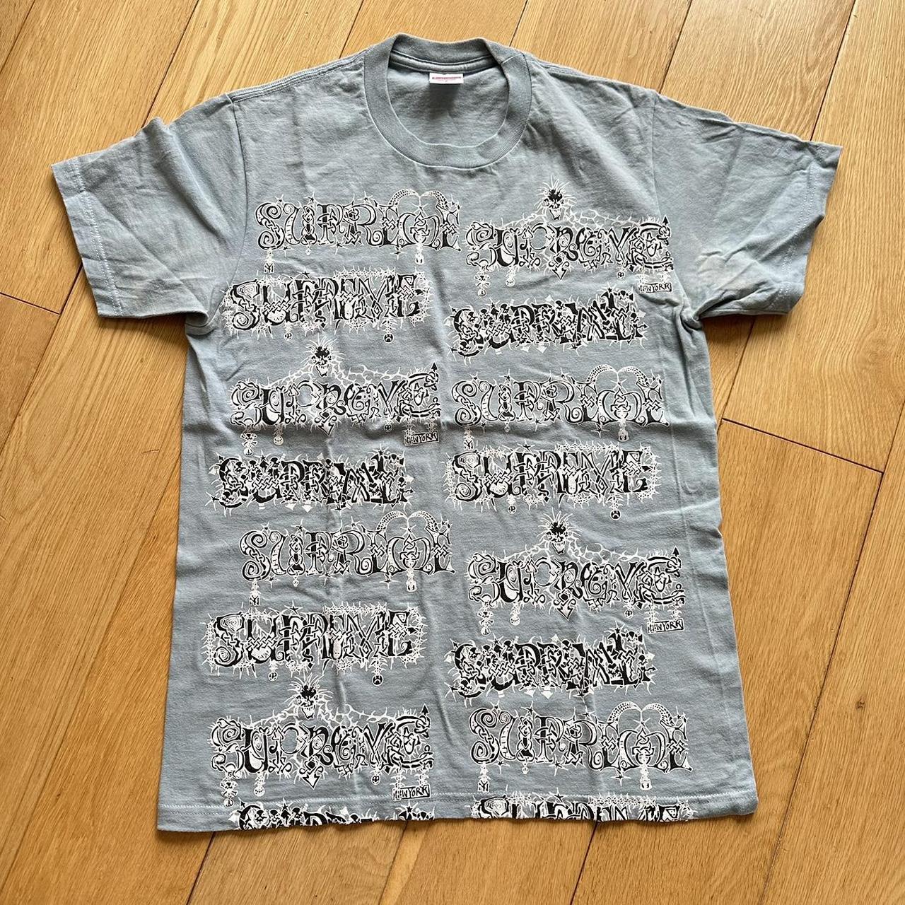 Supreme baby blue logo Summer Tee Size Small... - Depop