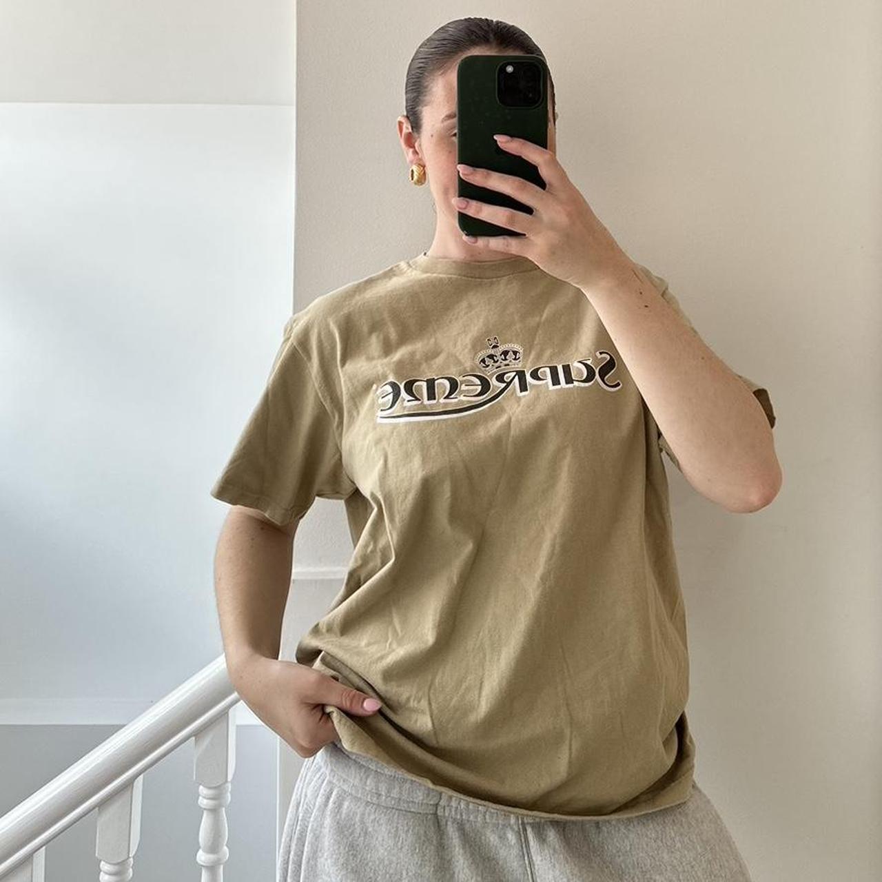 Supreme beige / cream Tshirt Supreme spell out... - Depop