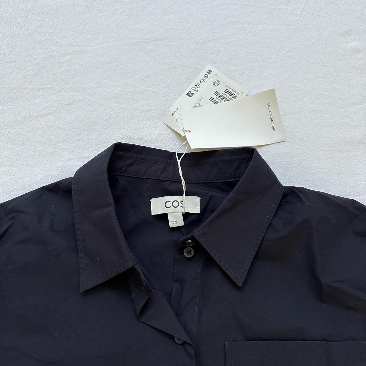 Cos Navy Blue Cropped shirt retail £60 Size UK 16... - Depop