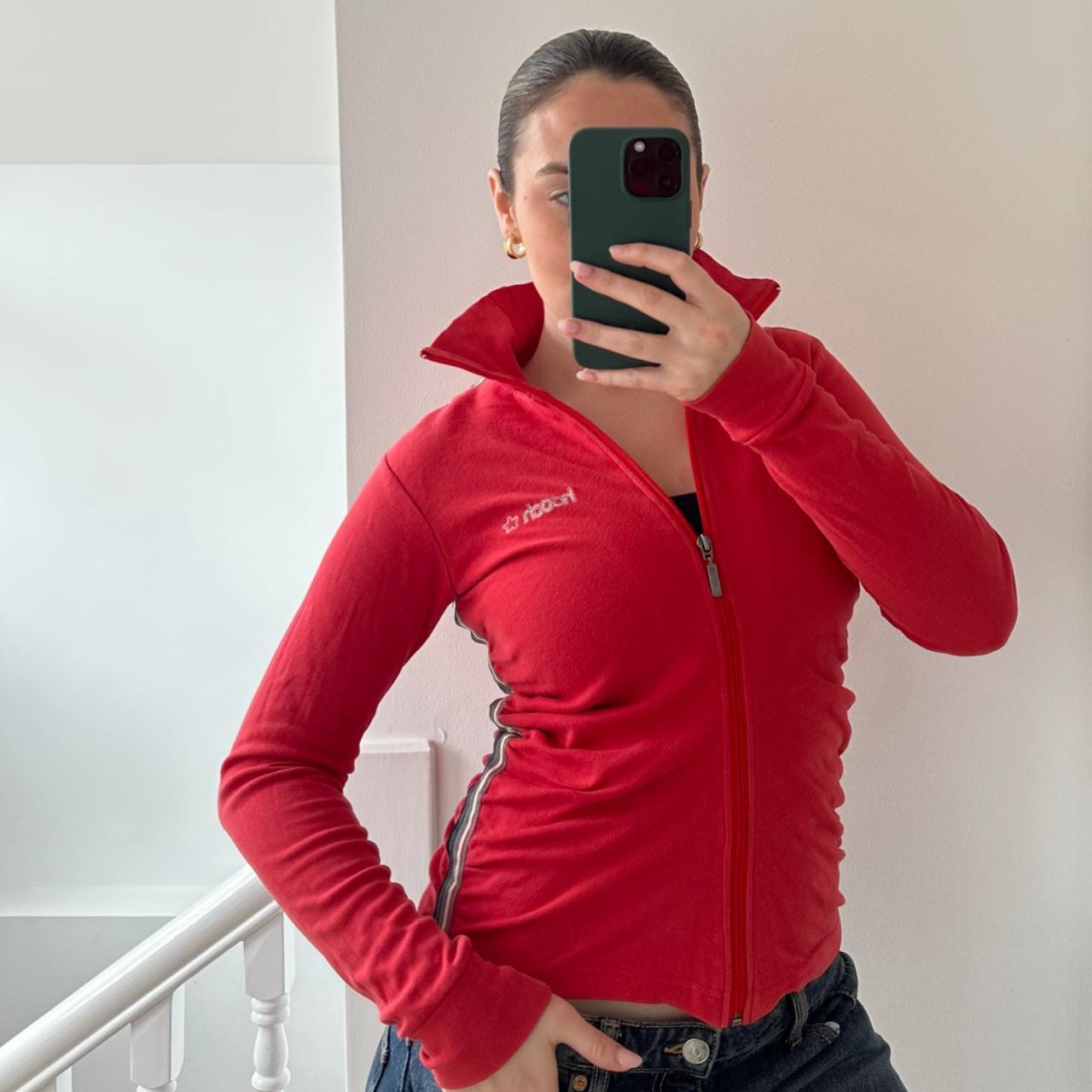 Tight Red Zip Up Hooch Very flattering tight red... | Depop