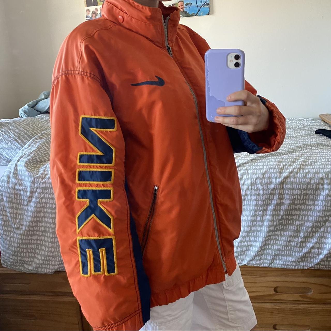 Unisex Vintage / retro orange Nike puff jacket. No... - Depop