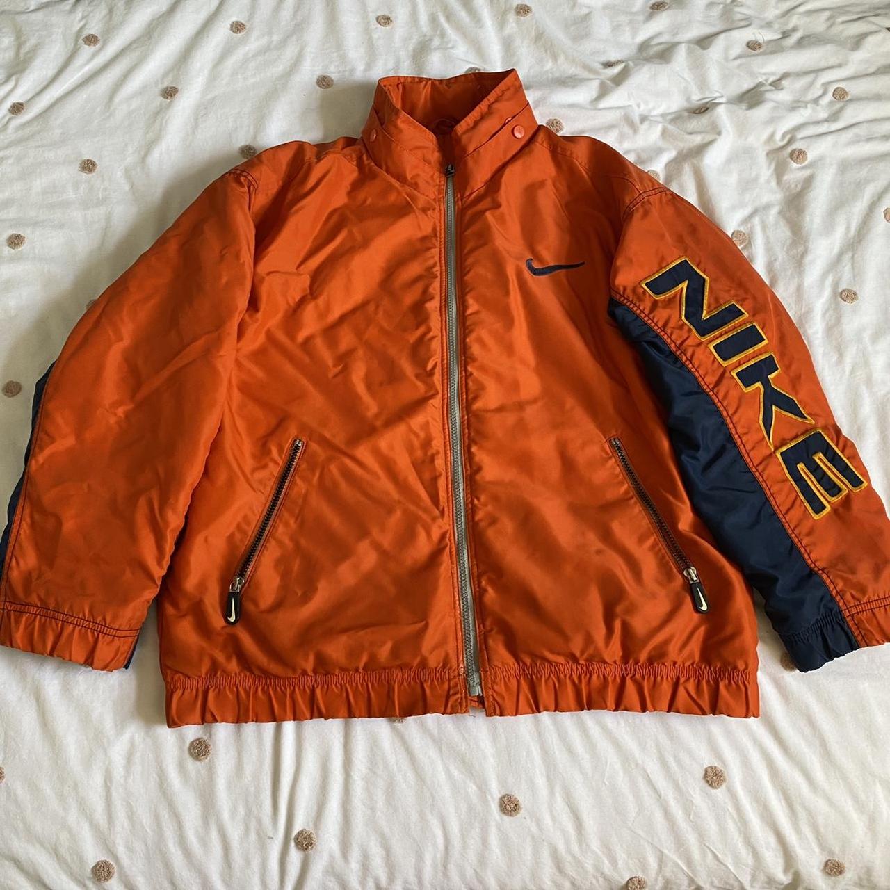Unisex Vintage / retro orange Nike puff jacket. No... - Depop