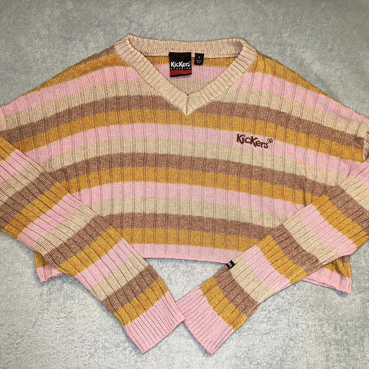 Stripped Cropped Kickers jumper - Depop