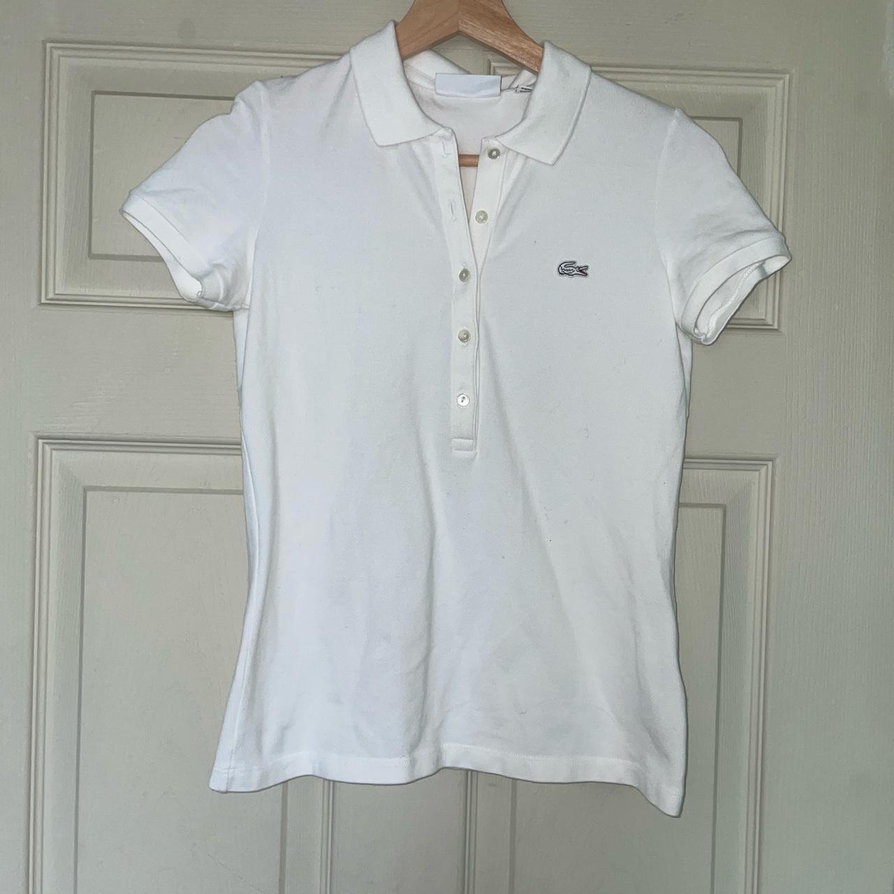 white lacoste polo slim fit, marked size 34. - Depop