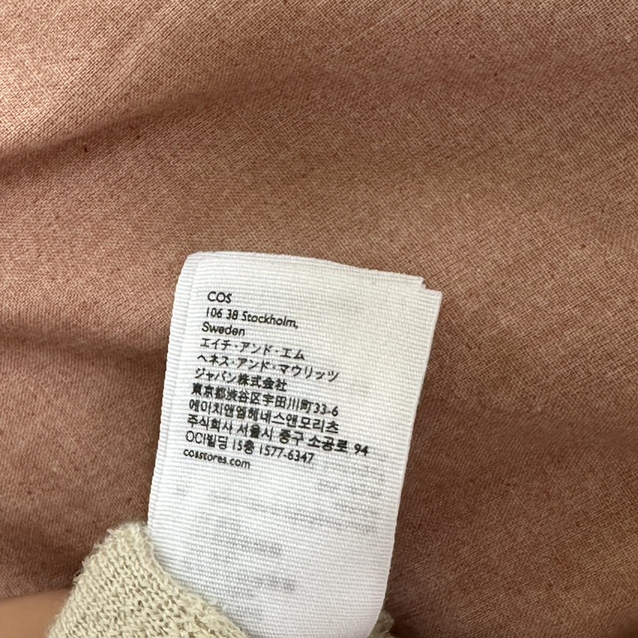 COS wool knit jumper with cream vertical stripes,... - Depop