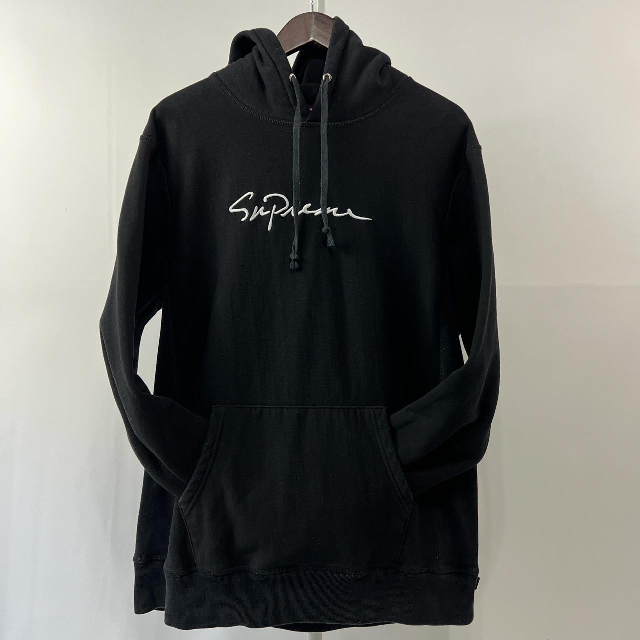 Supreme classic script hoodie 2018 Black /... - Depop