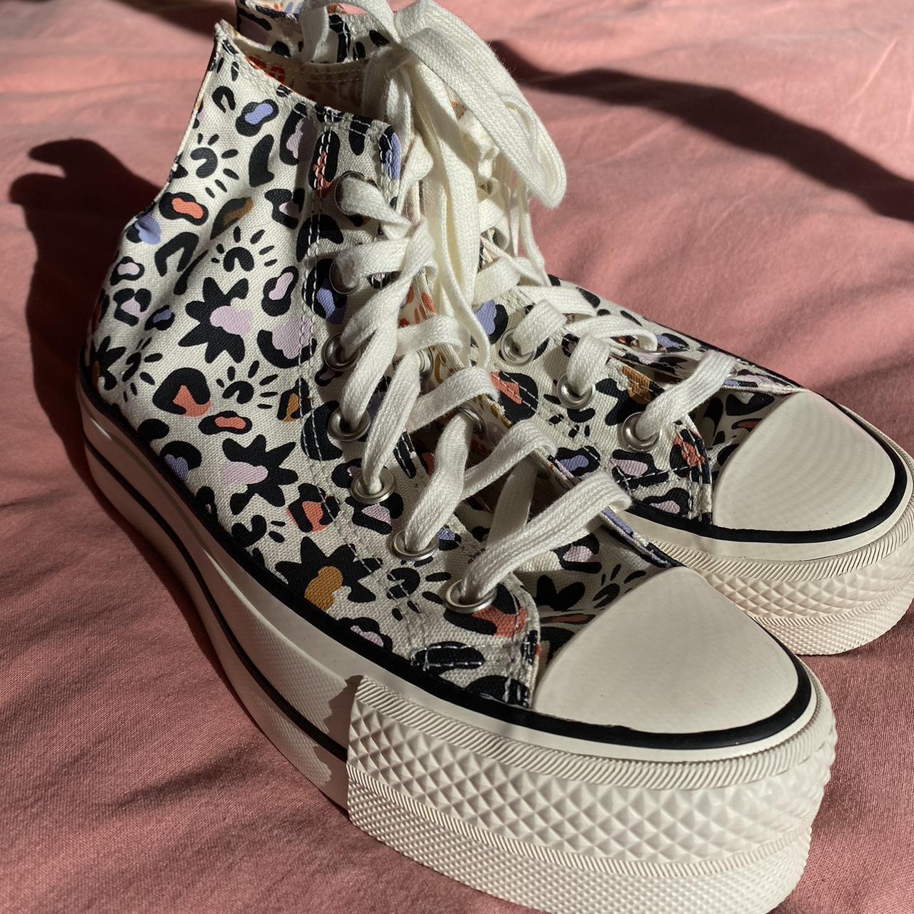 Amazing leopard print platform Converse, brand new... - Depop