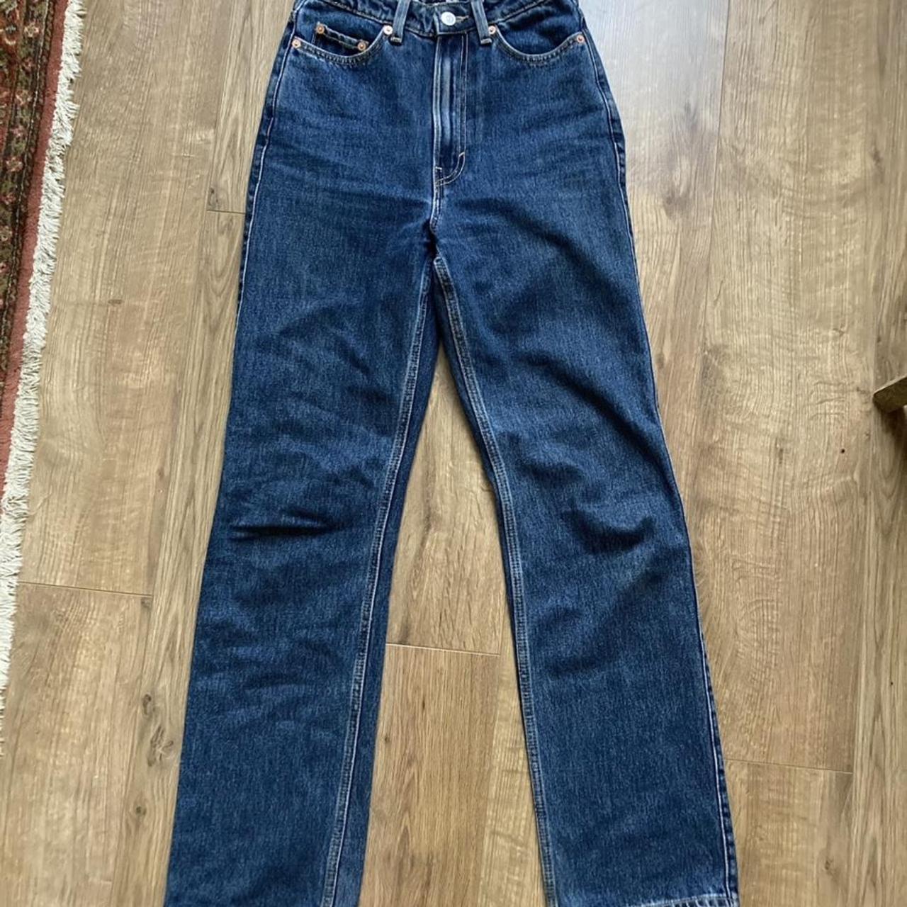 Weekday Rowe style extra high waist baggy dark blue... - Depop