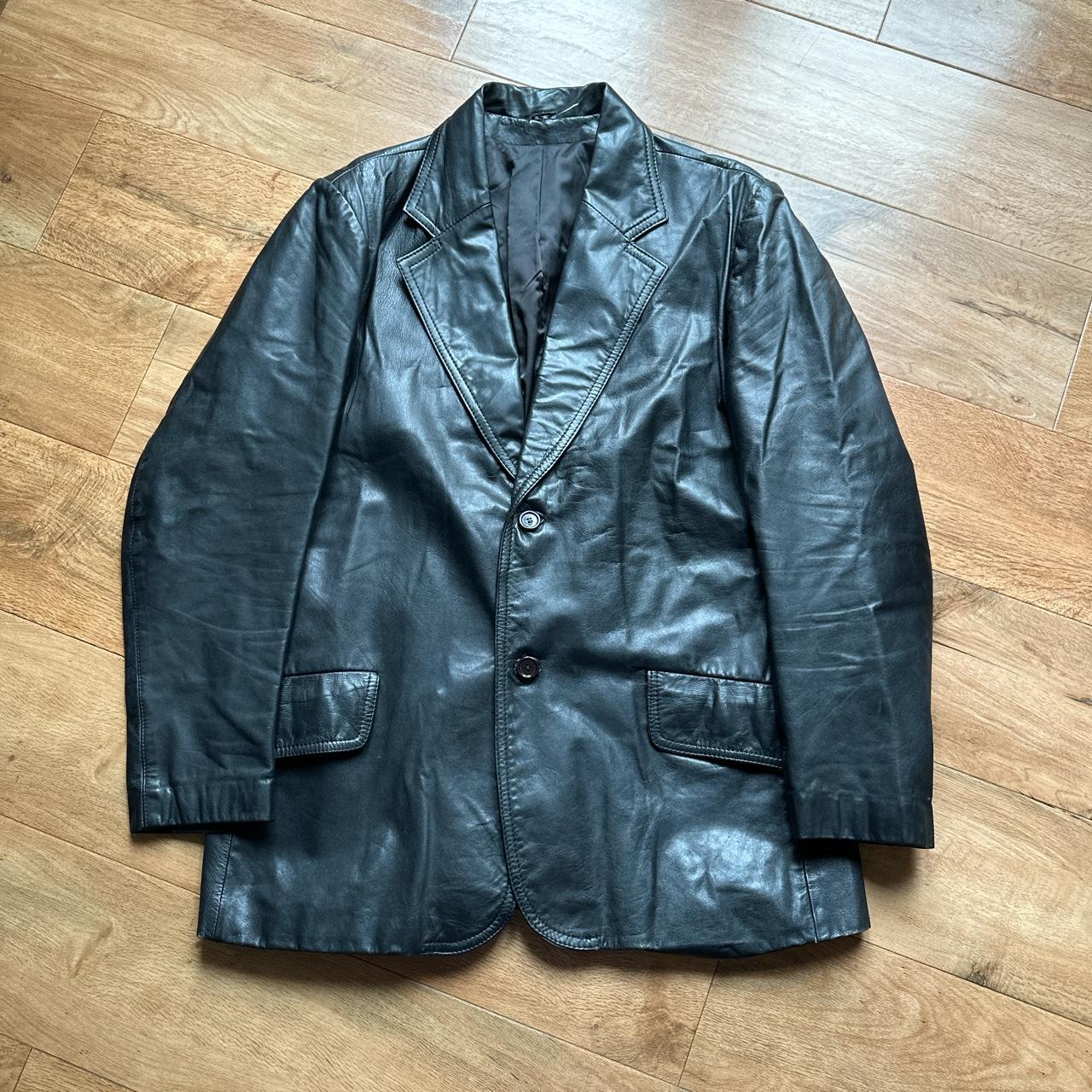 Vintage Leather jacket 46” chest but can fit... - Depop