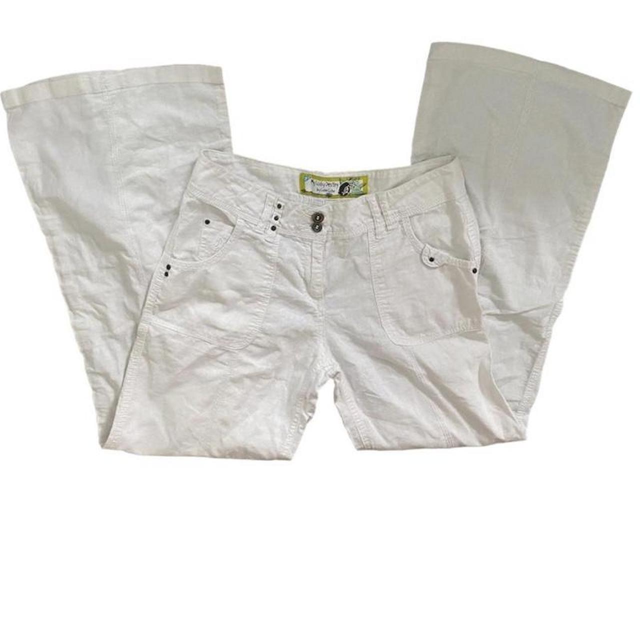 Vintage French brand Cache Cache white low rise wide... - Depop