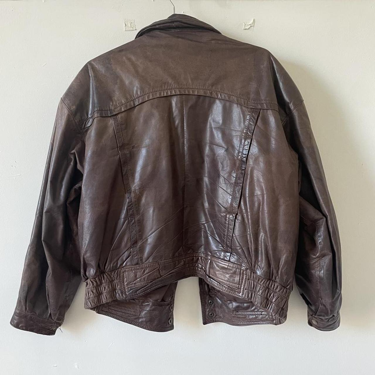 Absolutely stunning brown leather jacket. 80s era.... - Depop
