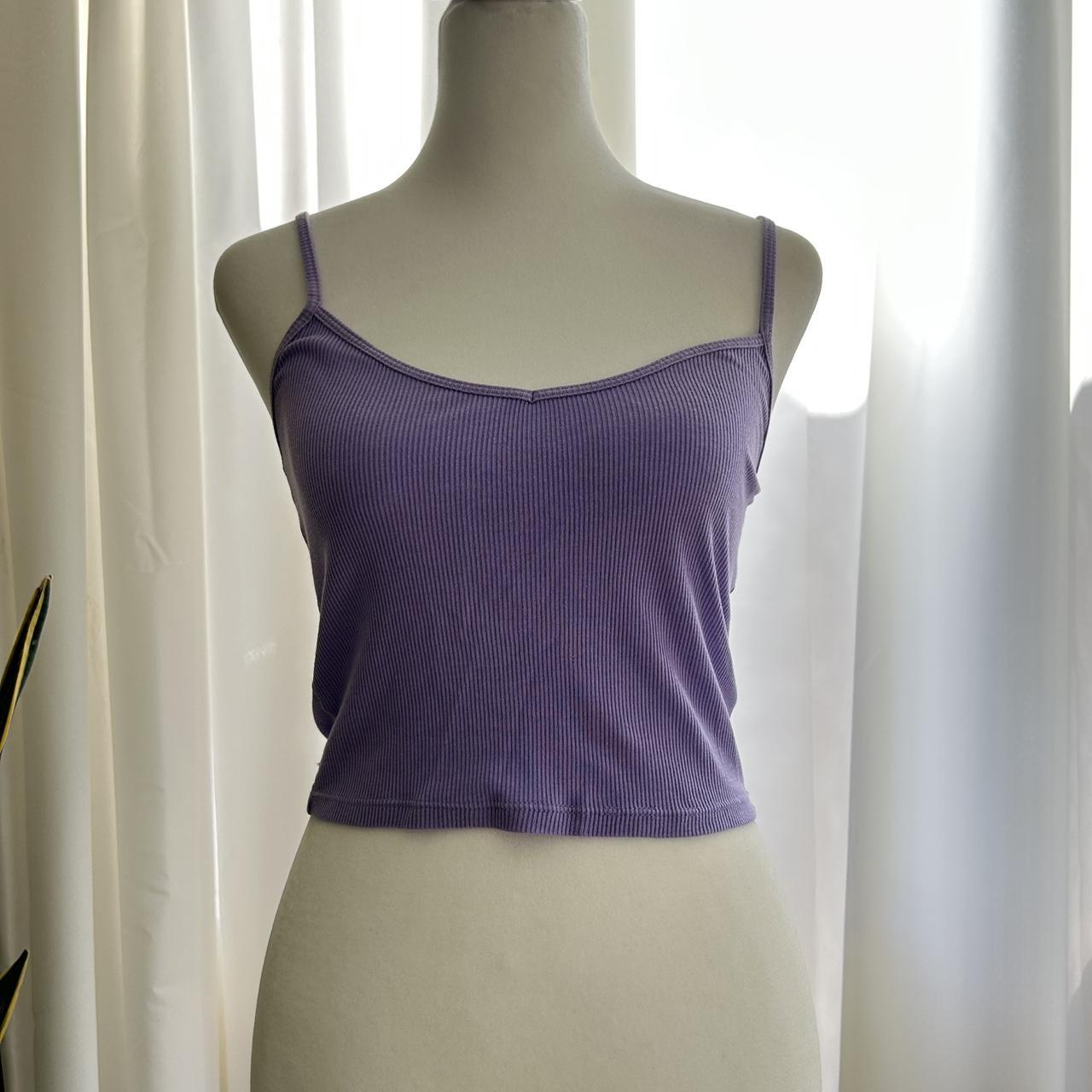 Aerie Purple Ribbed Tank Top size xs adjustable... | Depop