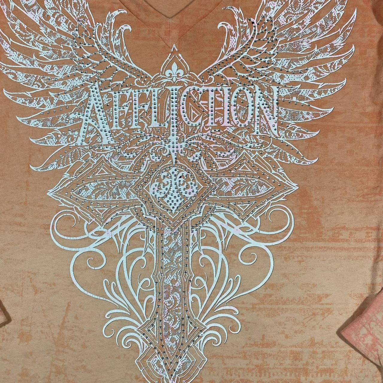 AFFLICTION ORANGE ANGEL WING CROSS TEE 🧡 ★ adorable... - Depop