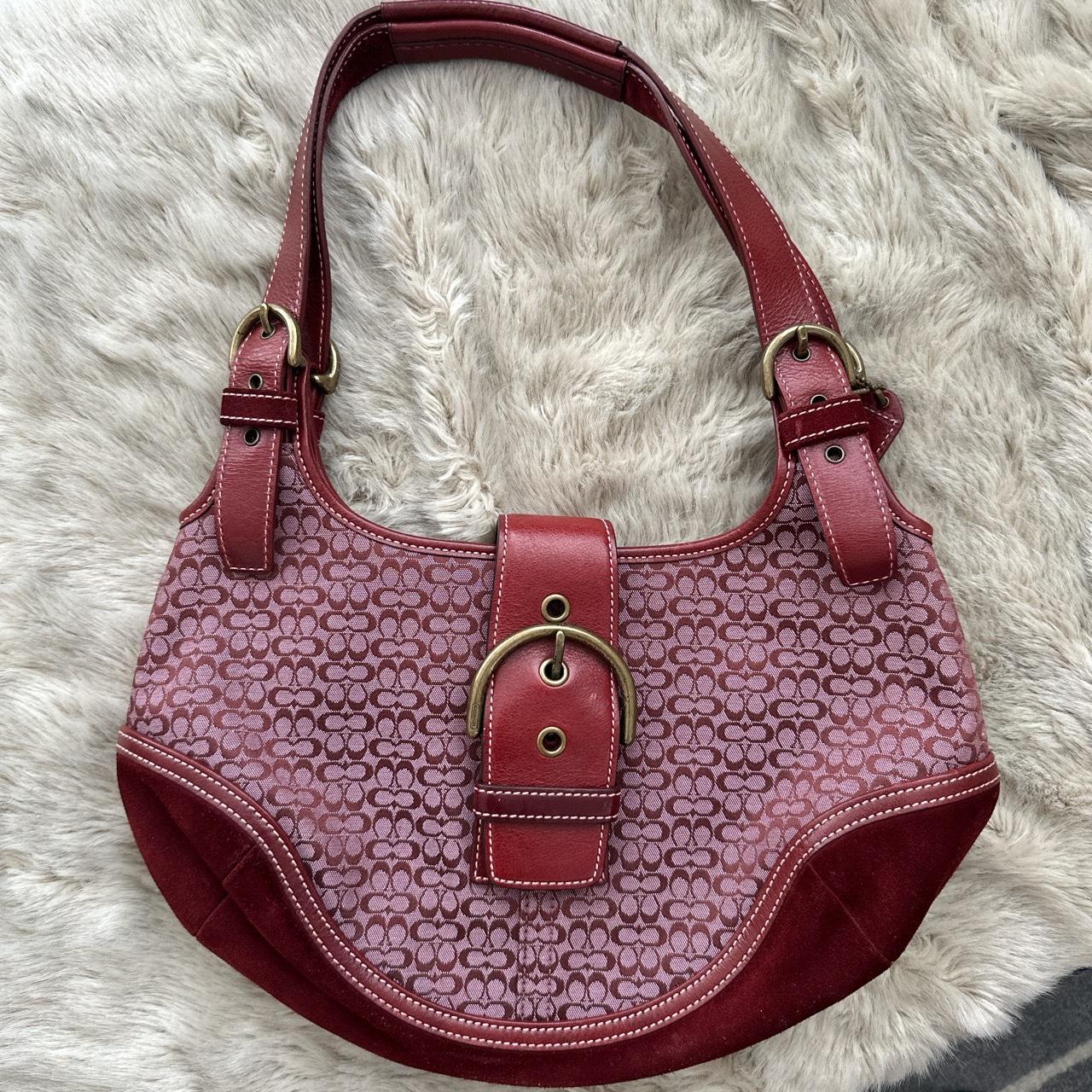 Vintage Red Coach Hobo Bag Details: 13” wide 8”... - Depop