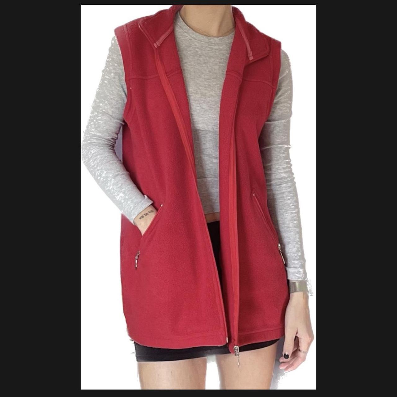 Size 14 OR oversized red fleece vest Zip works and... - Depop